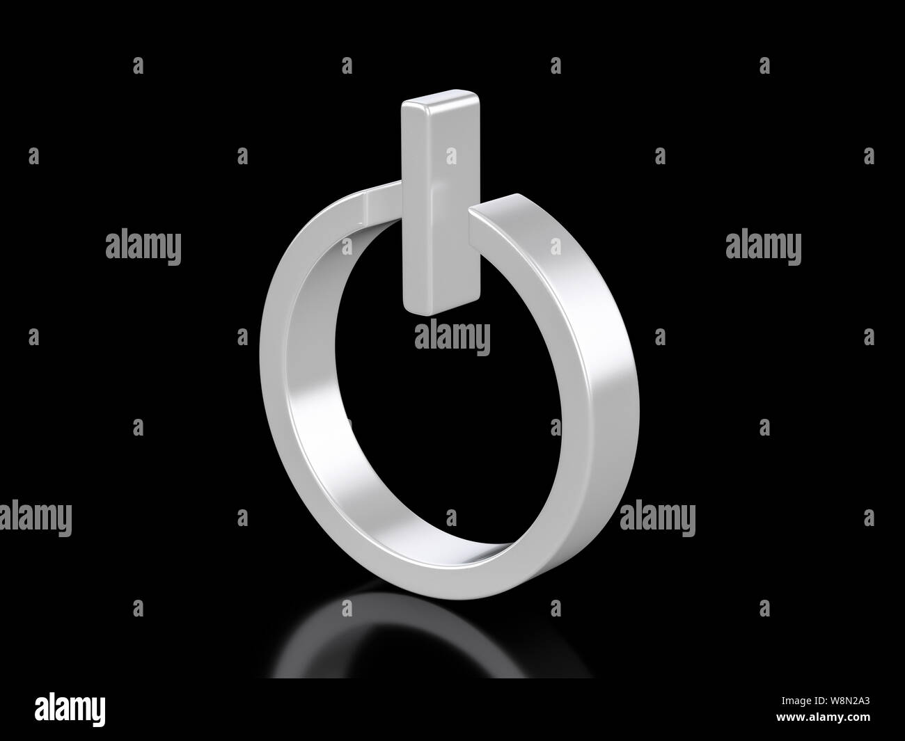Metallic power symbol on a black background. 3d illustration Stock ...