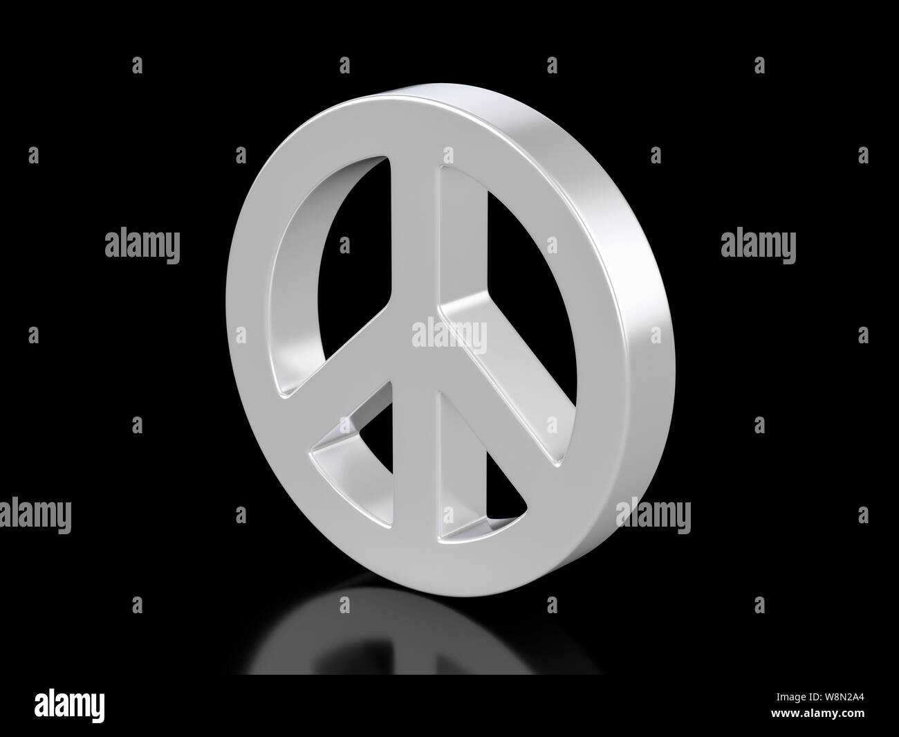 Metallic peace symbol on a black background. 3d illustration Stock ...