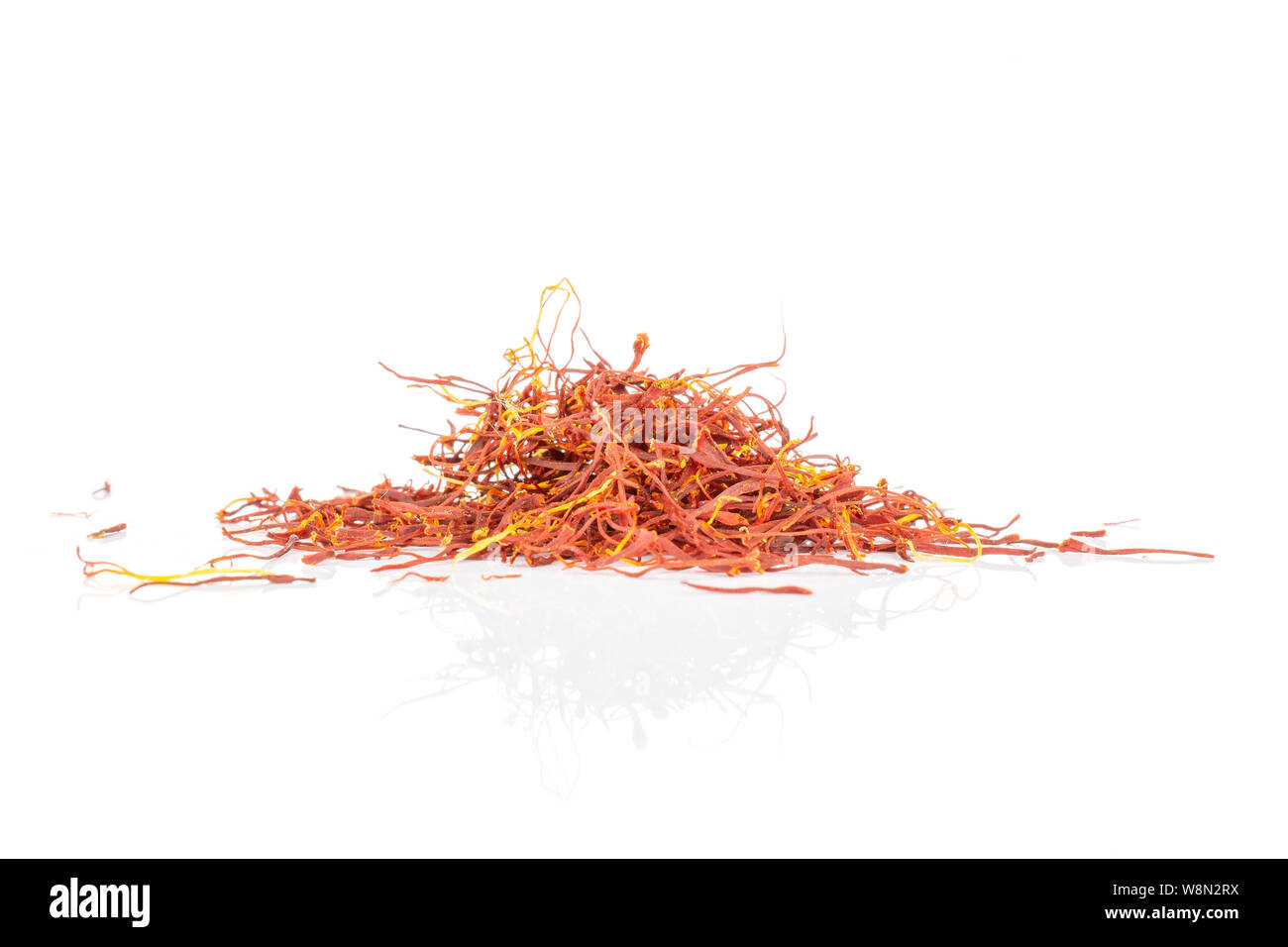 Lot of whole dry shaffron thread heap isolated on white background ...