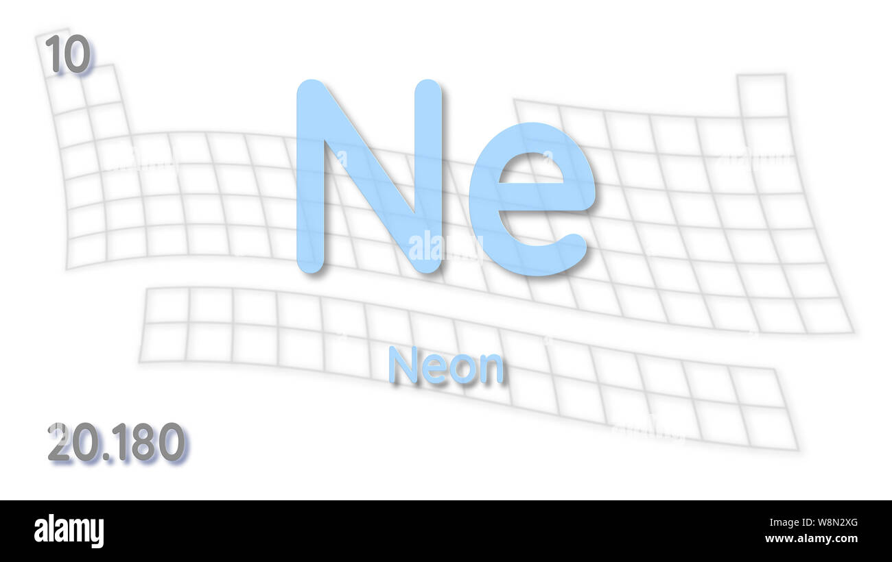 Neon chemical element atomic data and symbol illustration backdrop ...