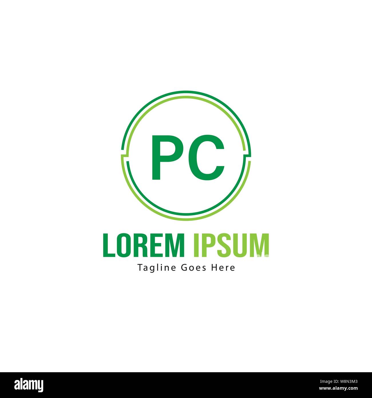 Initial PC logo template with modern frame. Minimalist PC letter logo vector illustration design ...