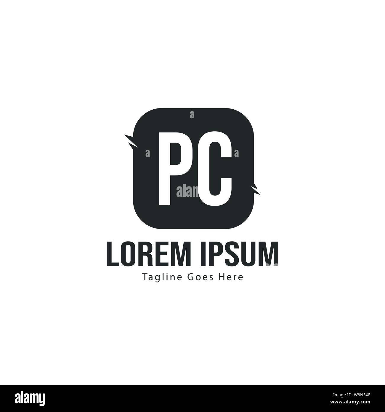 Initial PC logo template with modern frame. Minimalist PC letter logo ...