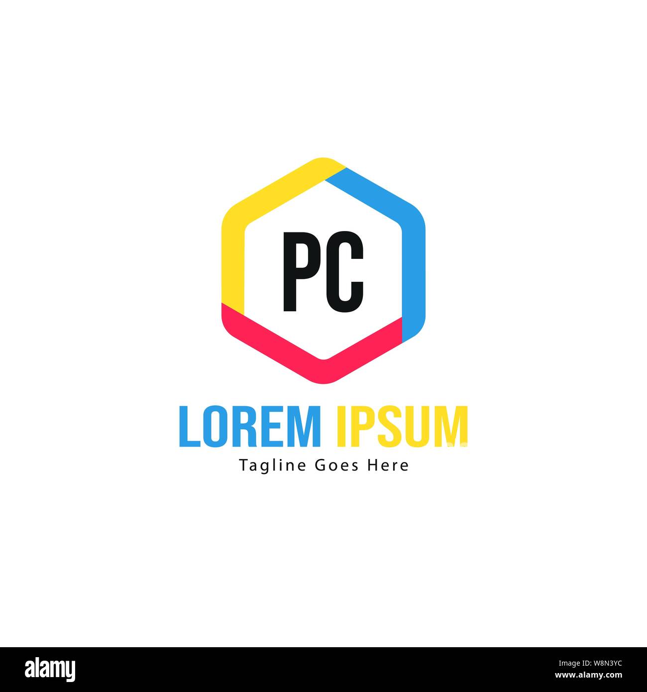 Initial PC logo template with modern frame. Minimalist PC letter logo ...