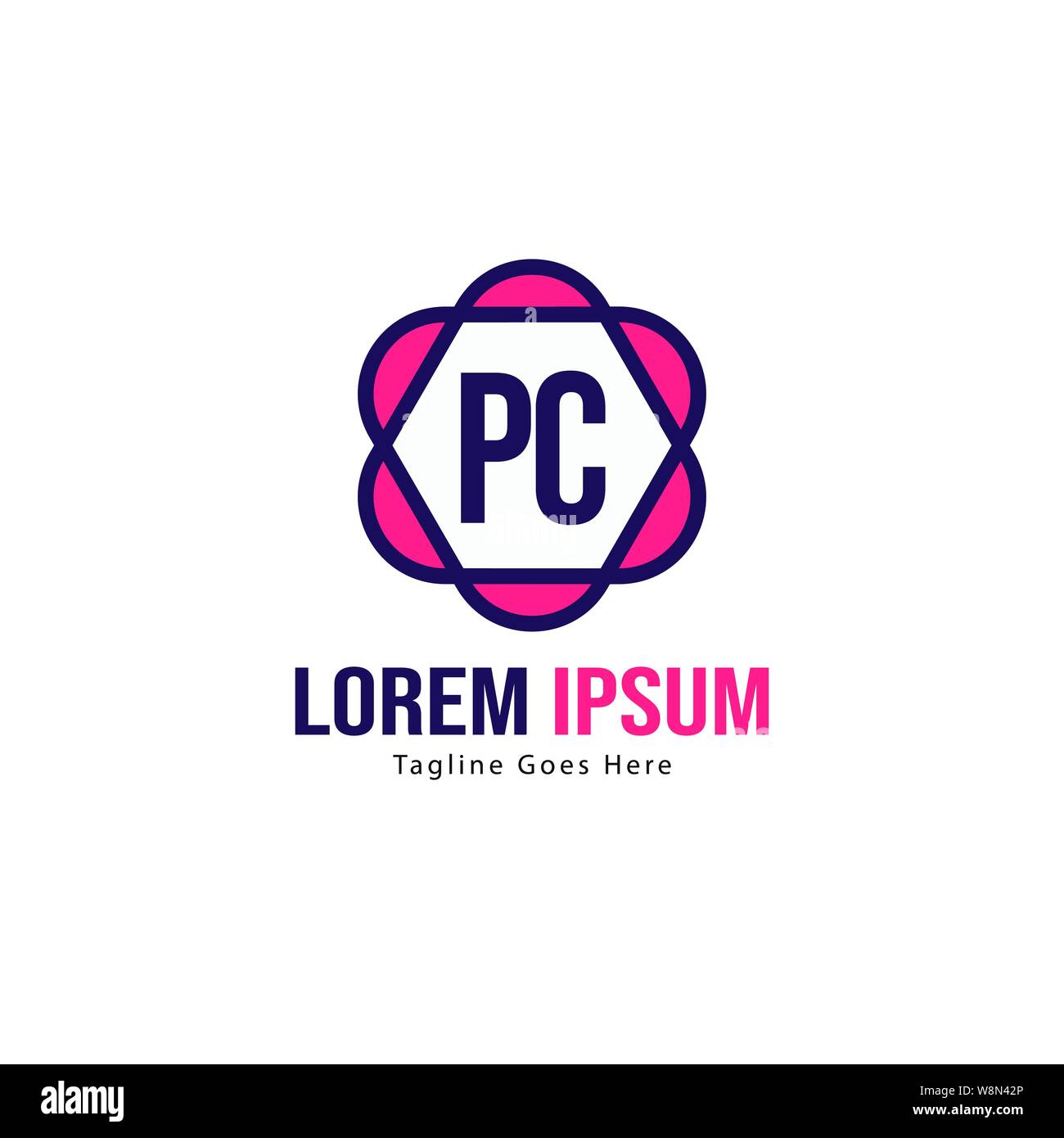 Initial PC logo template with modern frame. Minimalist PC letter logo ...