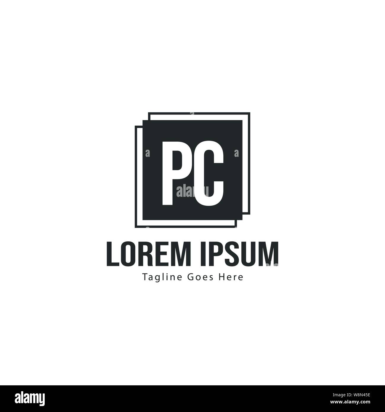 Initial PC logo template with modern frame. Minimalist PC letter logo ...