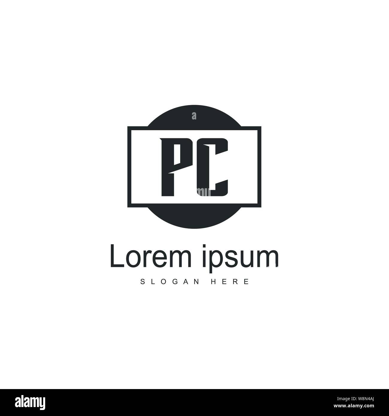 Initial PC logo template with modern frame. Minimalist PC letter logo ...