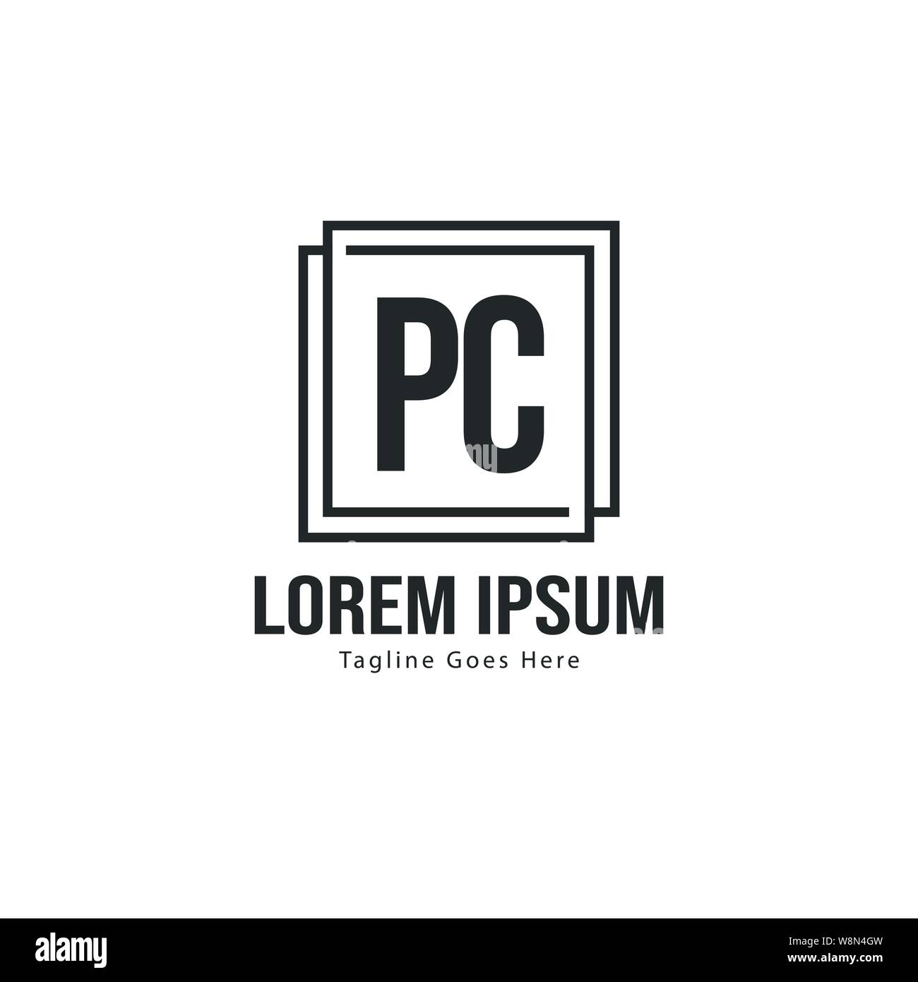 Initial PC logo template with modern frame. Minimalist PC letter logo ...