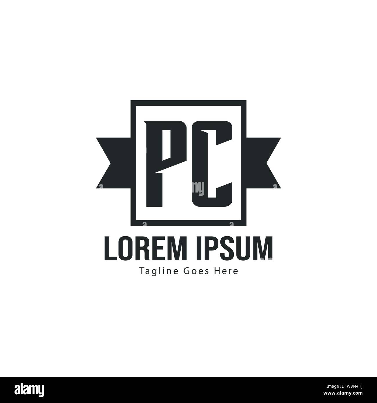 Initial PC logo template with modern frame. Minimalist PC letter logo ...