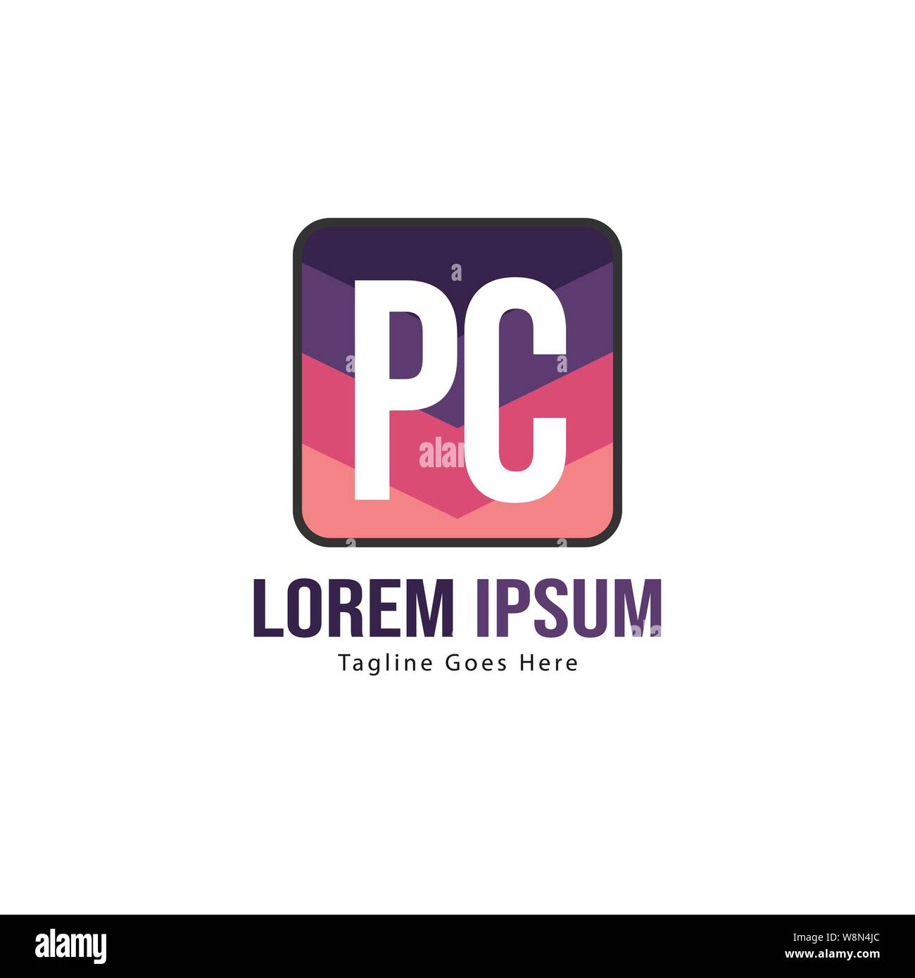 Initial PC logo template with modern frame. Minimalist PC letter logo ...