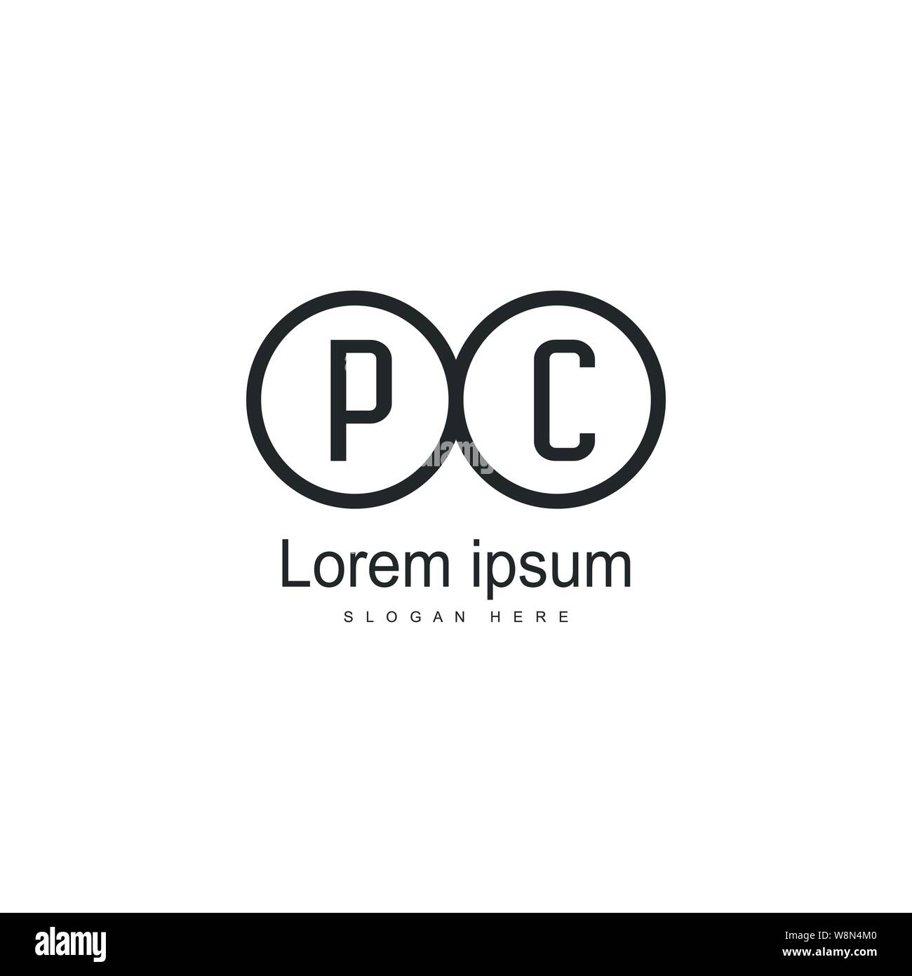 Initial PC logo template with modern frame. Minimalist PC letter logo ...