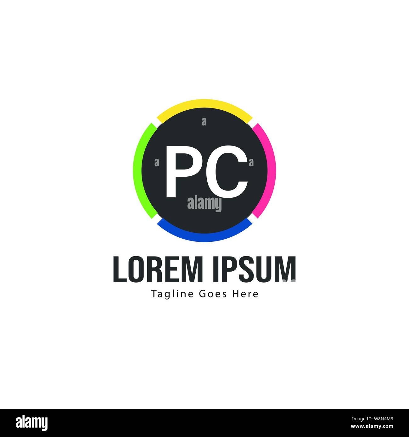 Initial PC logo template with modern frame. Minimalist PC letter logo ...