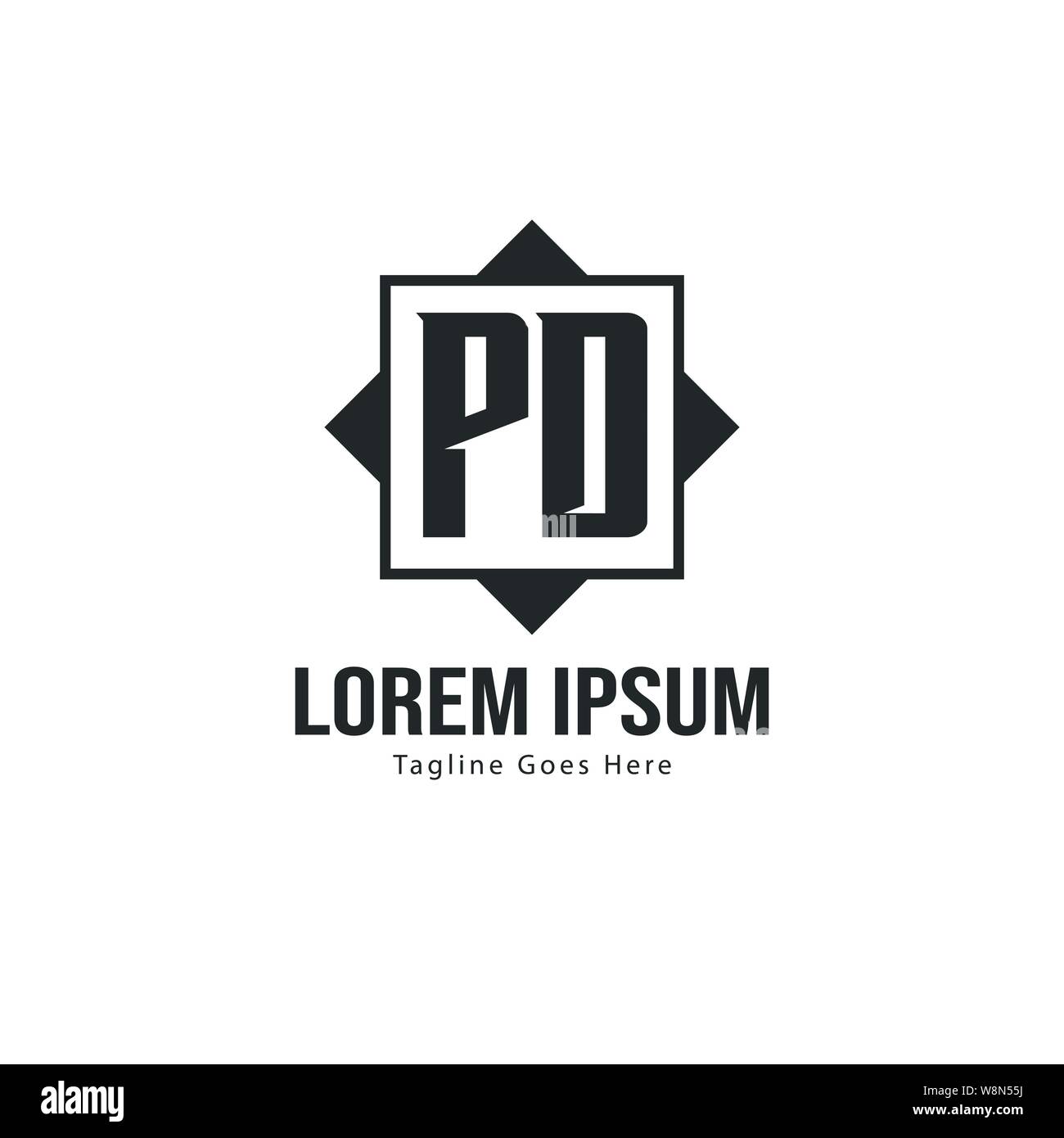 Initial PD logo template with modern frame. Minimalist PD letter logo ...