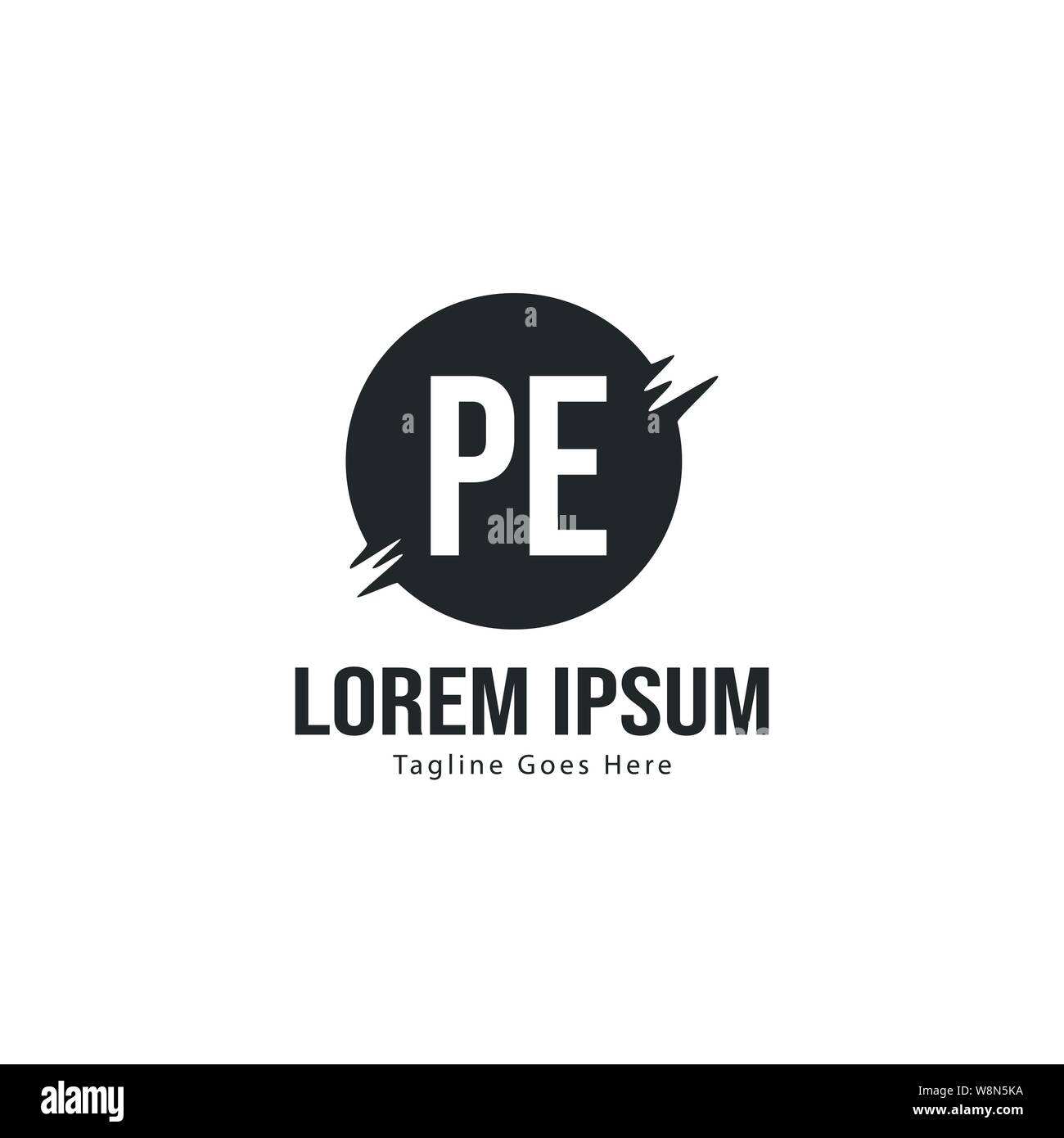Initial PE logo template with modern frame. Minimalist PE letter logo ...