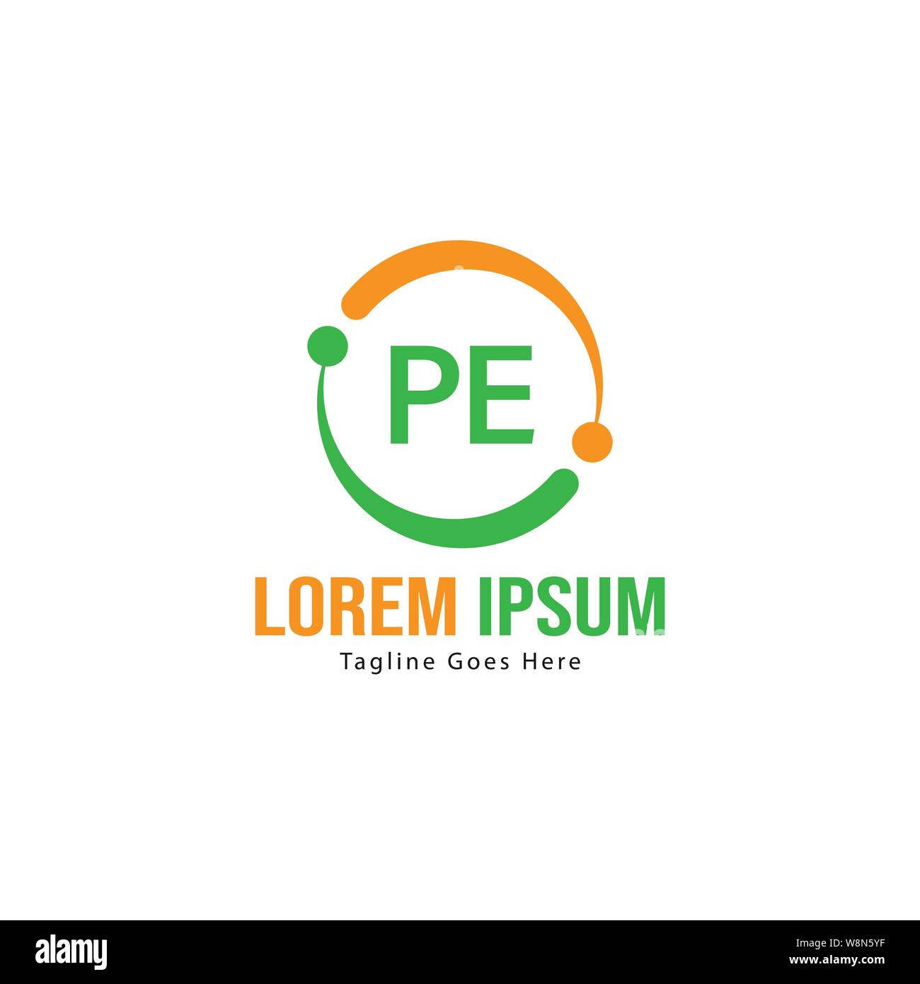 Initial PE logo template with modern frame. Minimalist PE letter logo ...
