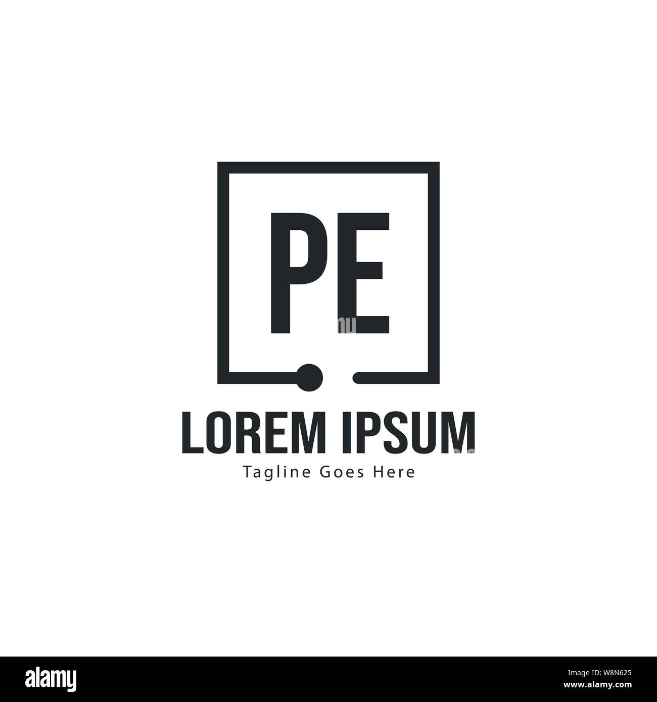 Initial PE logo template with modern frame. Minimalist PE letter logo ...