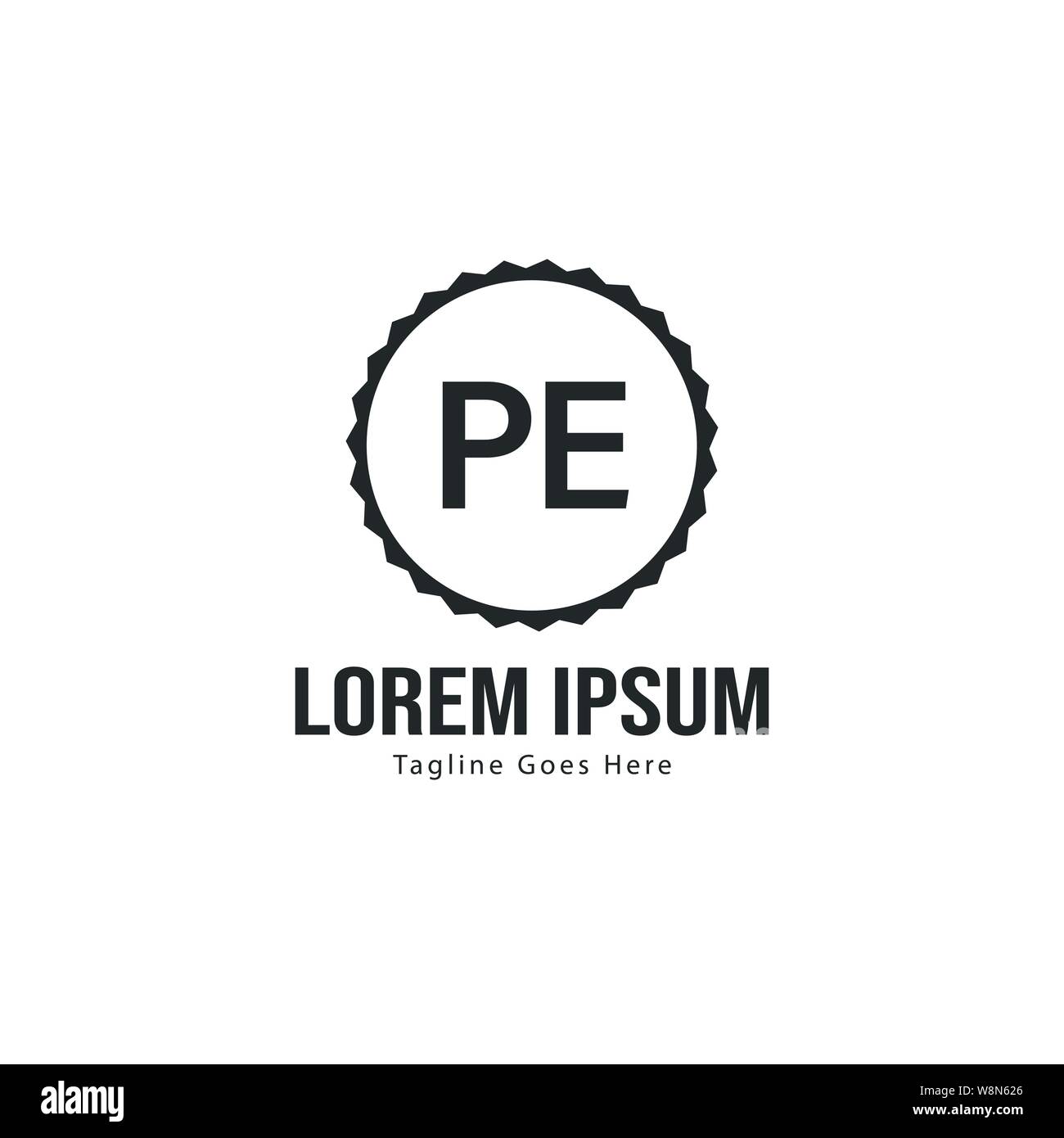 Initial PE logo template with modern frame. Minimalist PE letter logo ...