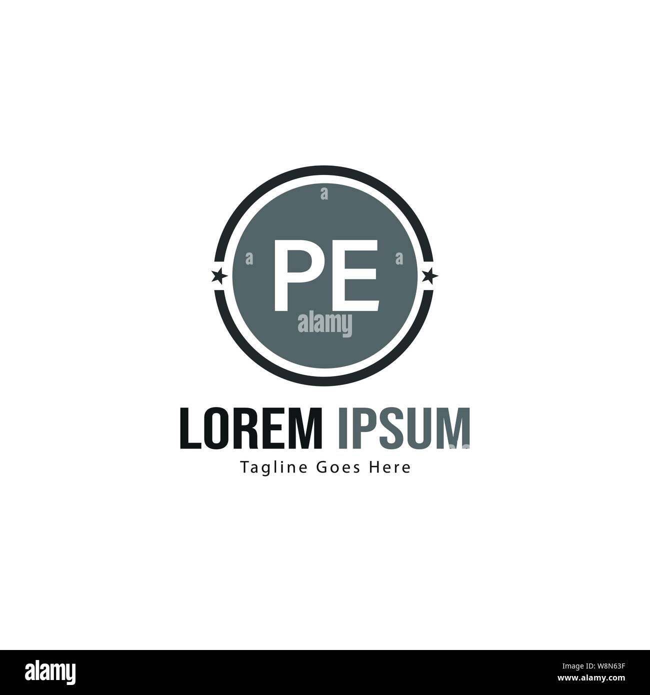 Initial PE logo template with modern frame. Minimalist PE letter logo ...