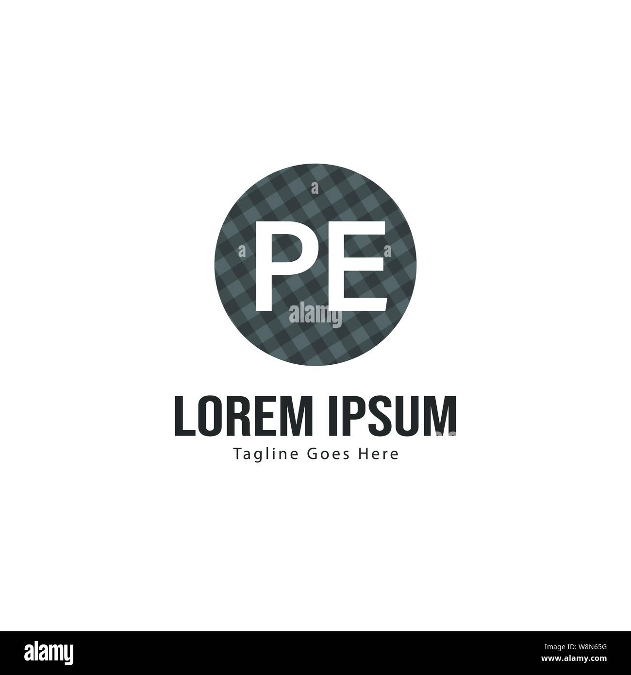 Initial PE logo template with modern frame. Minimalist PE letter logo ...