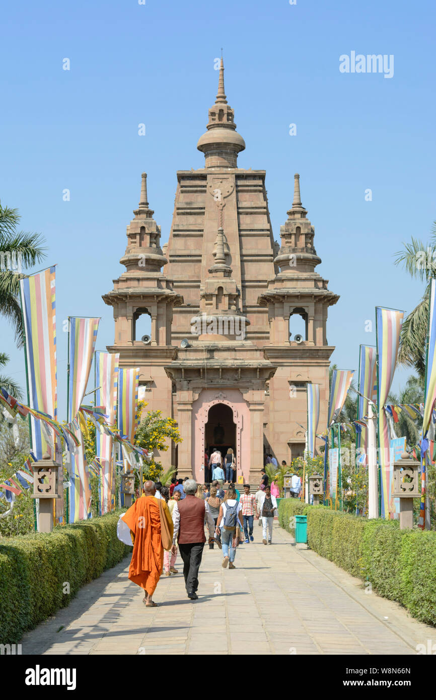Mulagandha Kuti Vihara Buddhist temple in Sarnath, near Varanasi, Uttar ...