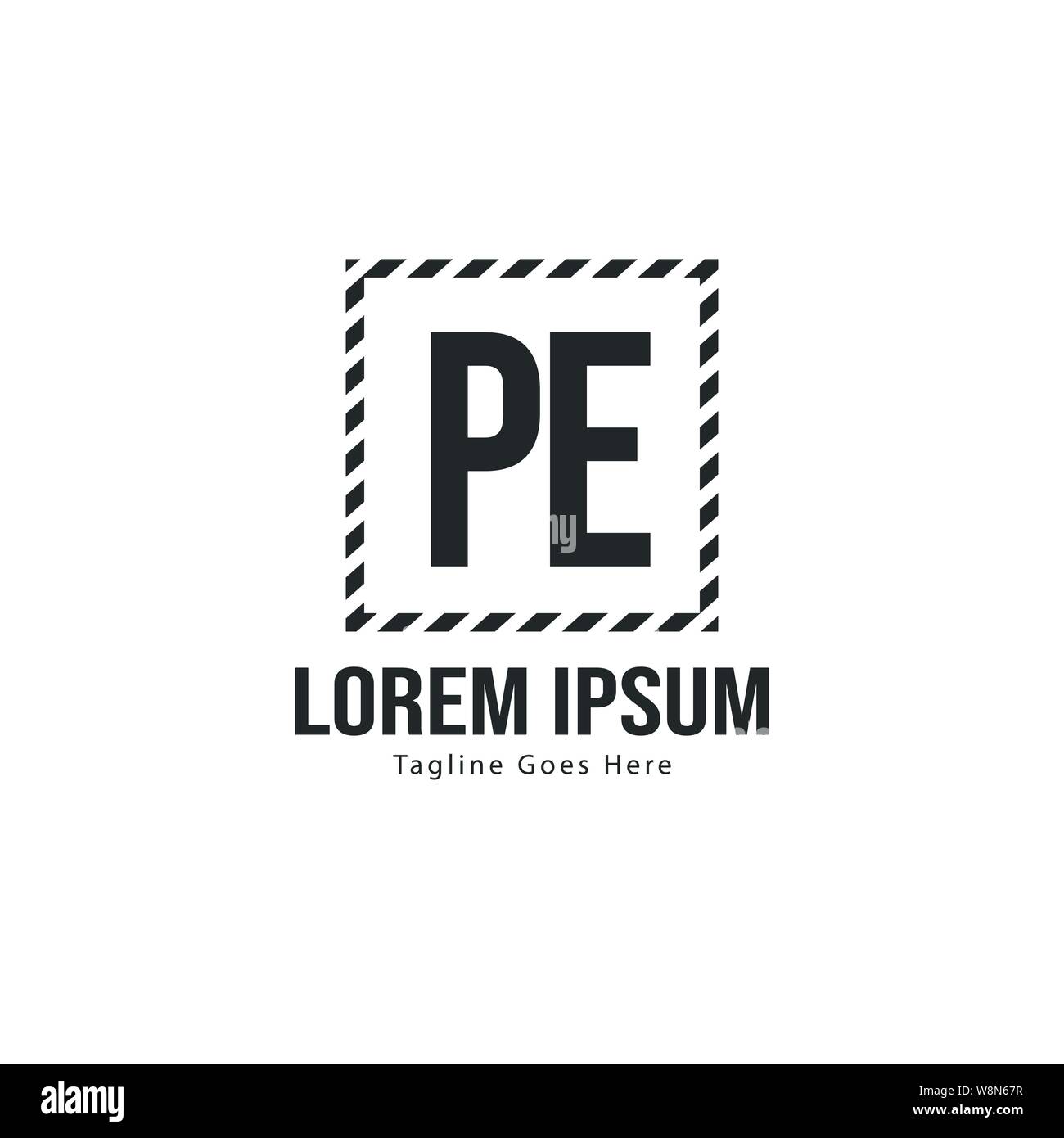 Initial PE logo template with modern frame. Minimalist PE letter logo ...