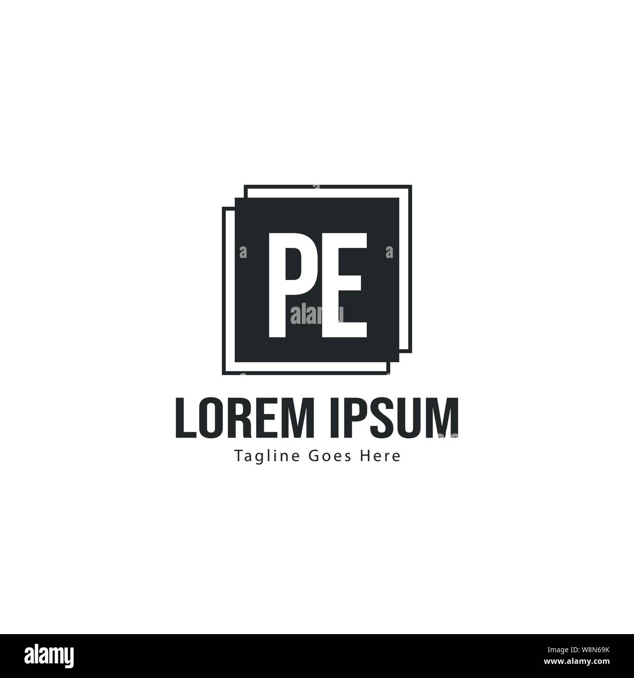 Initial PE logo template with modern frame. Minimalist PE letter logo ...