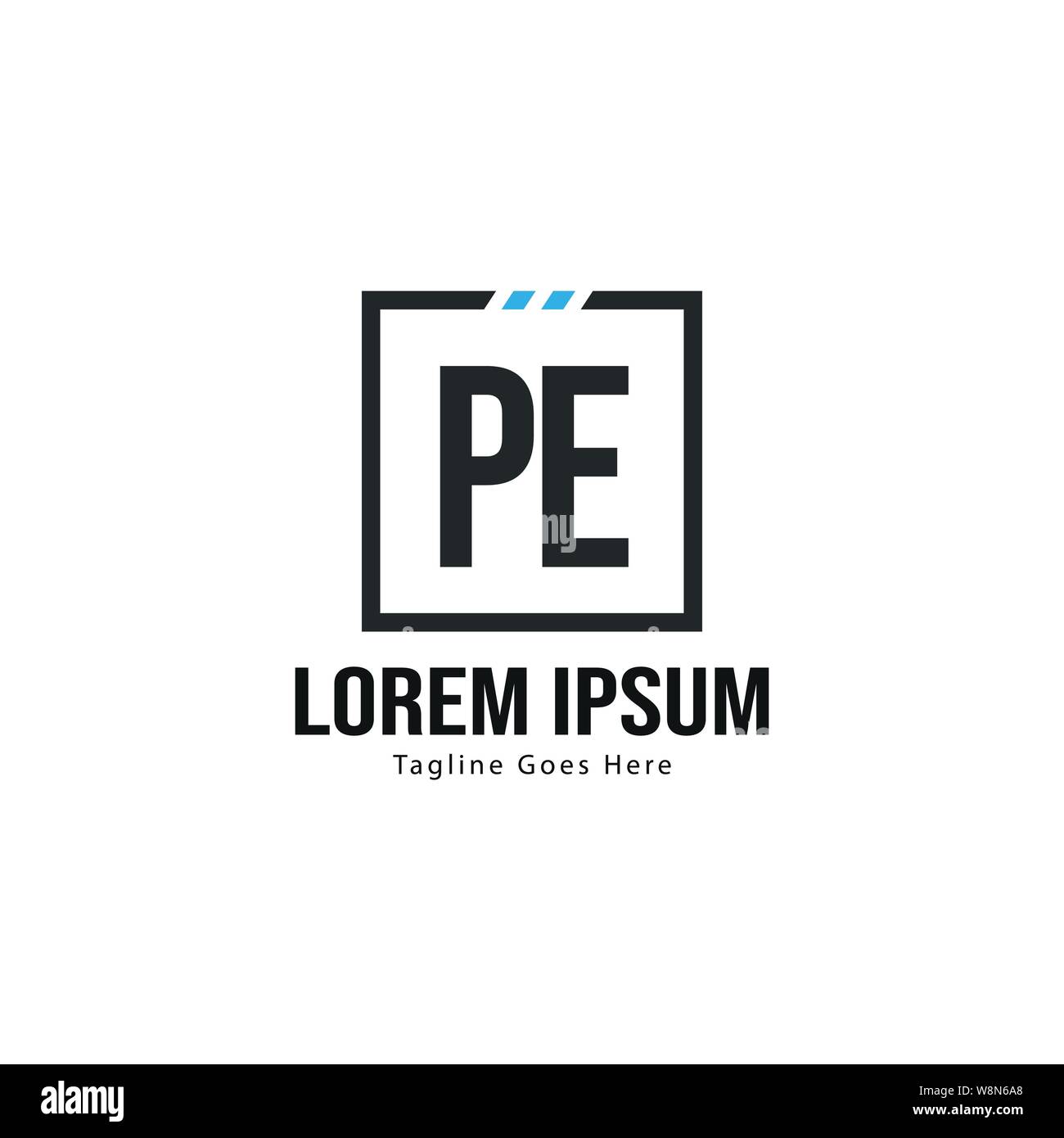 Initial PE logo template with modern frame. Minimalist PE letter logo ...