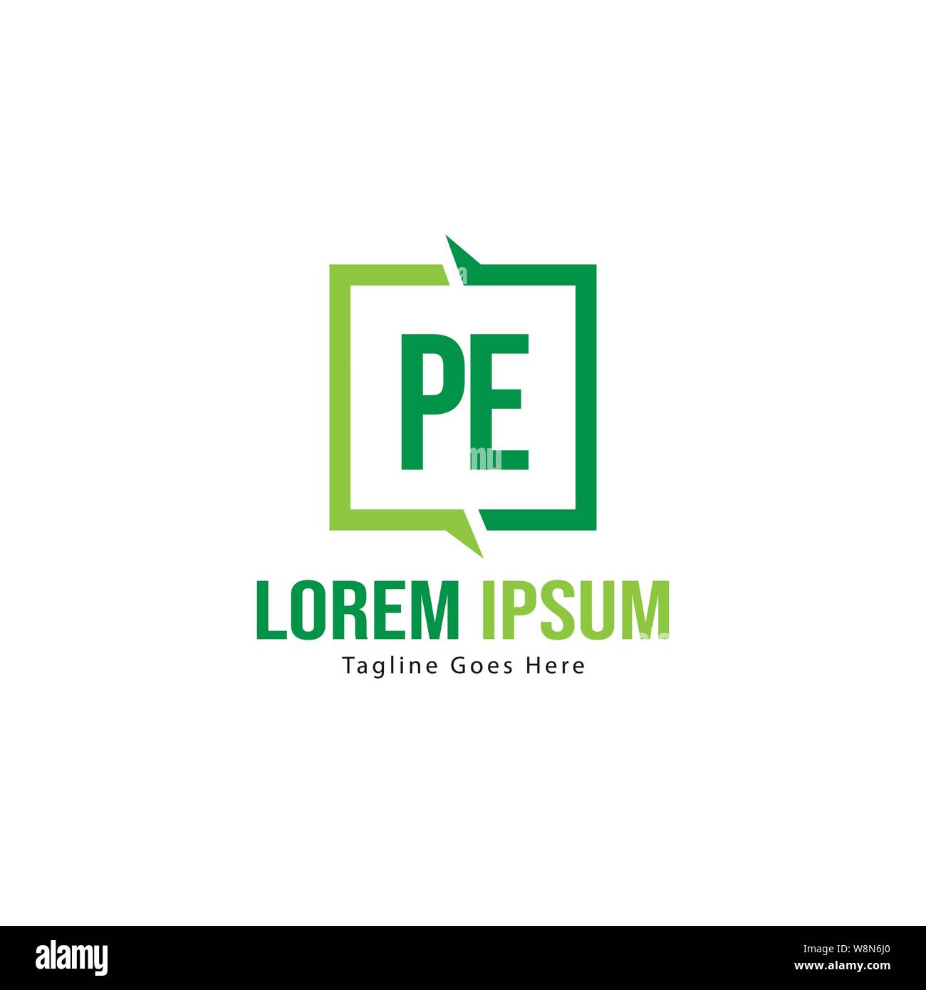 Initial PE logo template with modern frame. Minimalist PE letter logo ...