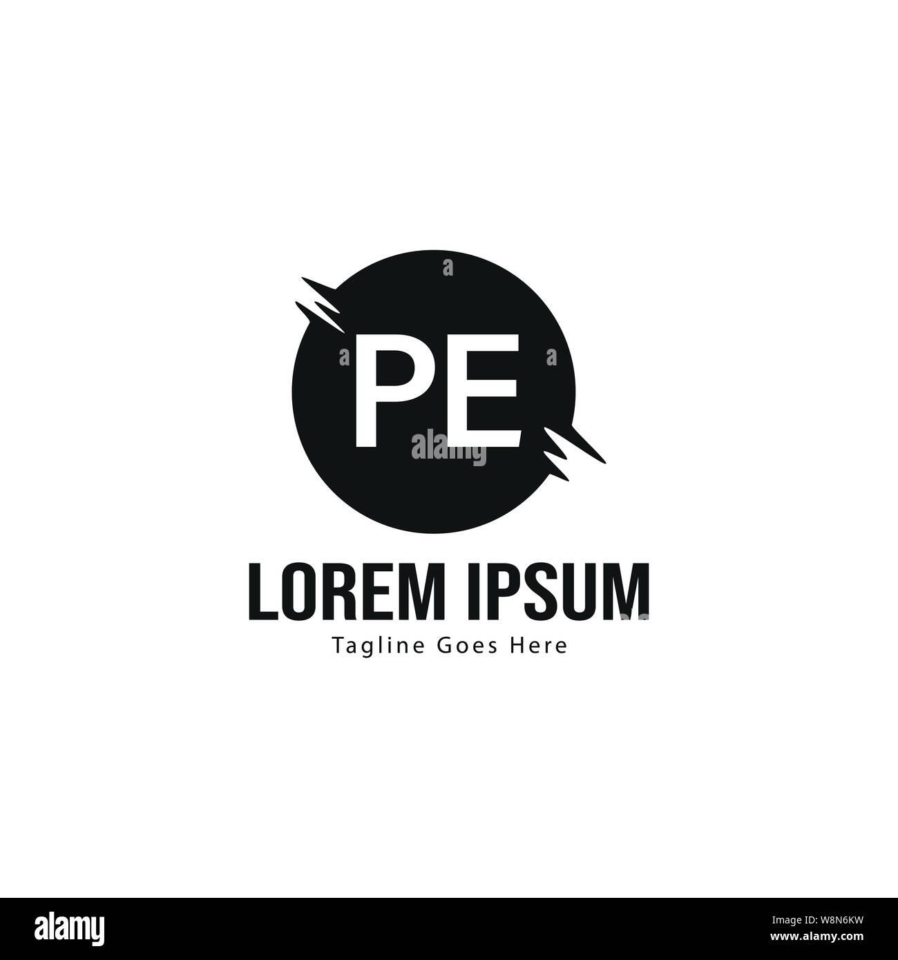 Initial PE logo template with modern frame. Minimalist PE letter logo ...