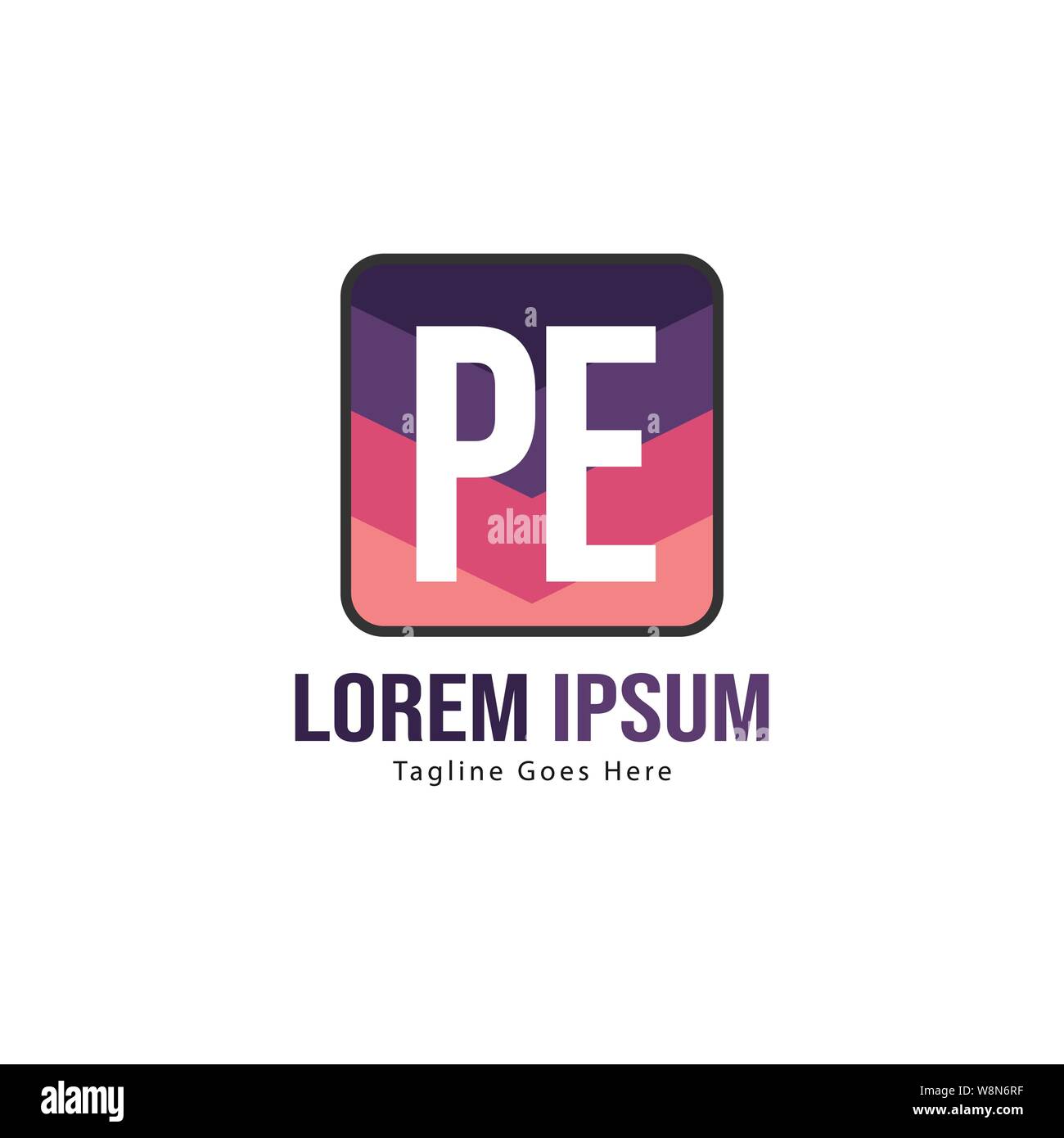Initial PE logo template with modern frame. Minimalist PE letter logo ...