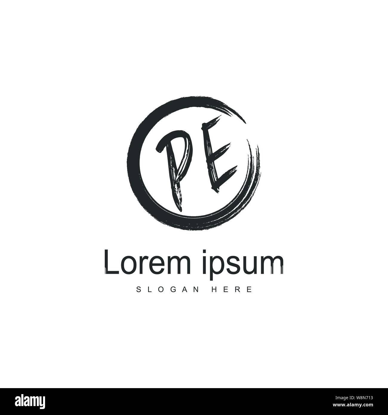 Initial PE logo template with modern frame. Minimalist PE letter logo ...