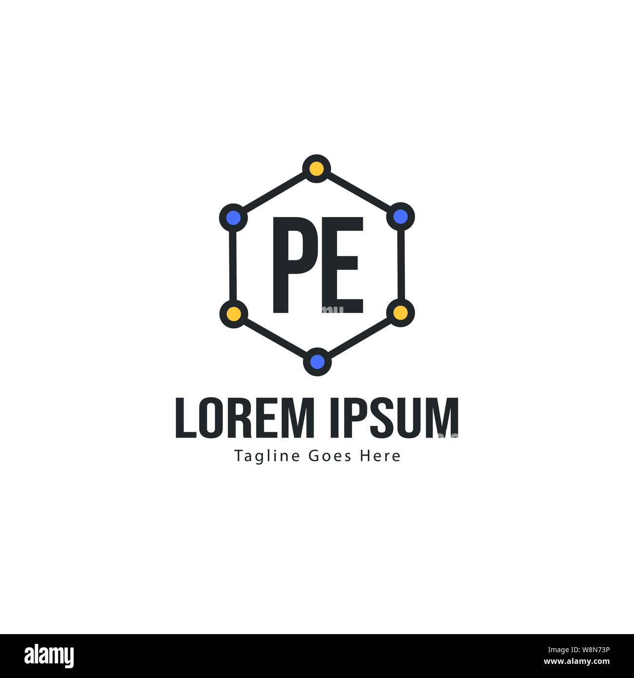 Initial PE logo template with modern frame. Minimalist PE letter logo ...