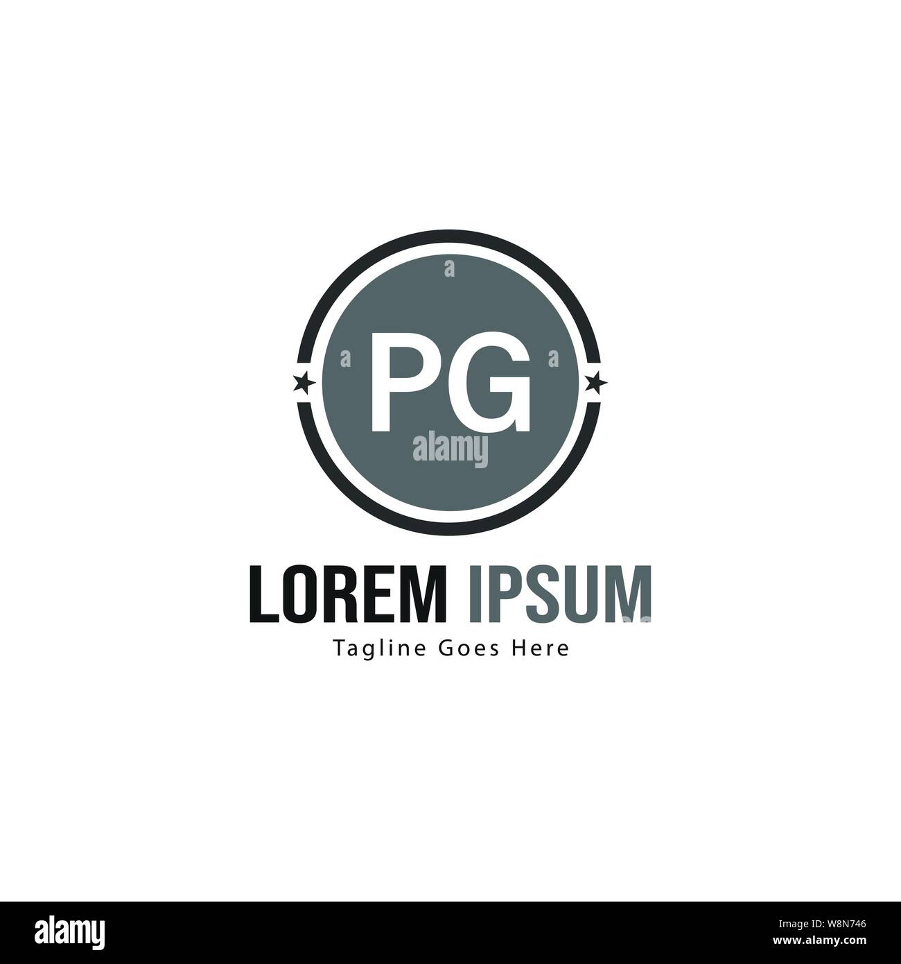 Initial PG logo template with modern frame. Minimalist PG letter logo ...