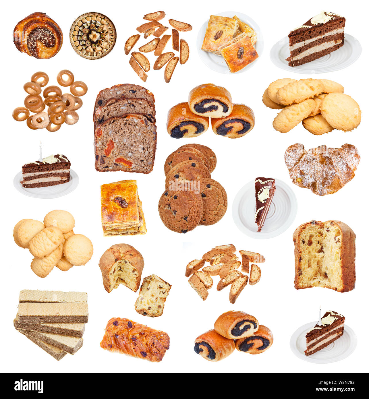 collection from various pastries isolated on white background Stock ...
