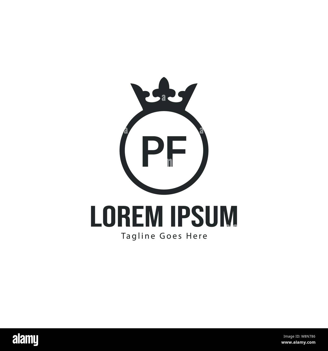 Initial PF logo template with modern frame. Minimalist PF letter logo ...