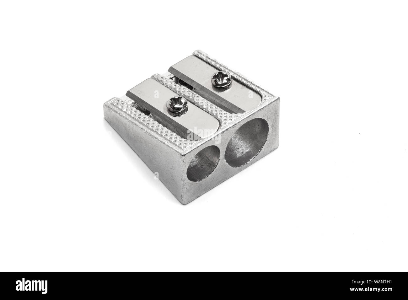 Metallic pencil sharpener with Double Hole isolated on white background ...