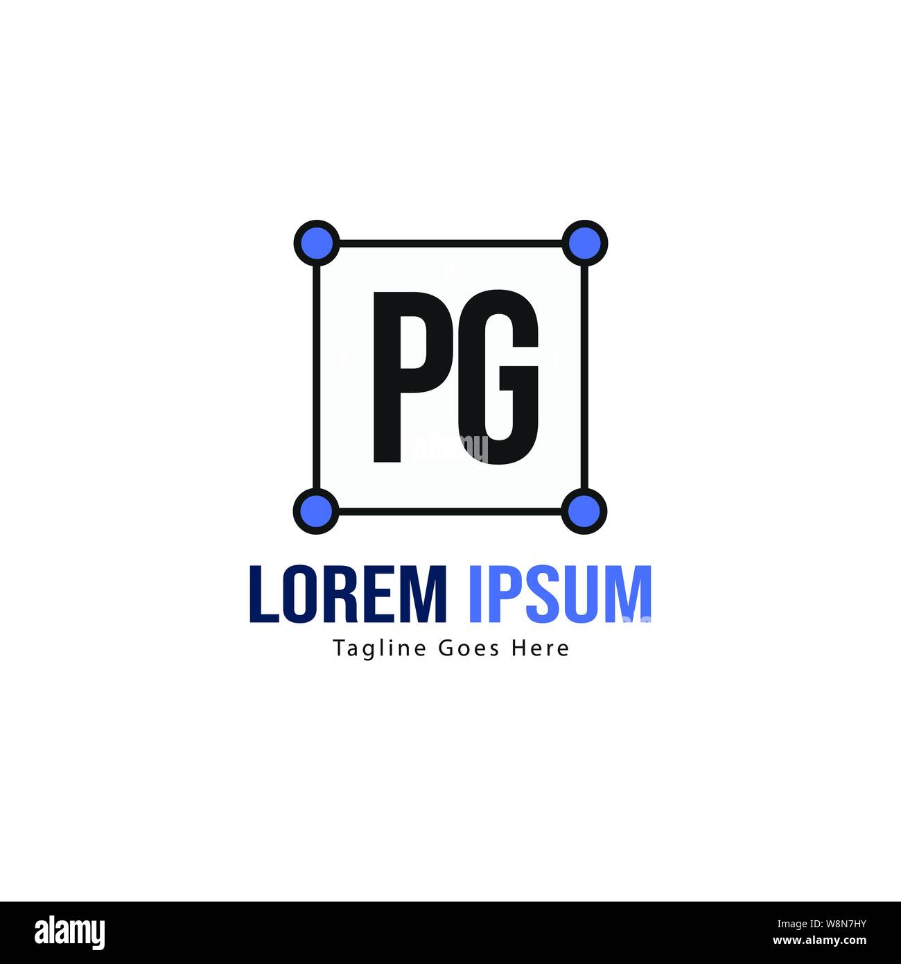 Initial PG logo template with modern frame. Minimalist PG letter logo ...