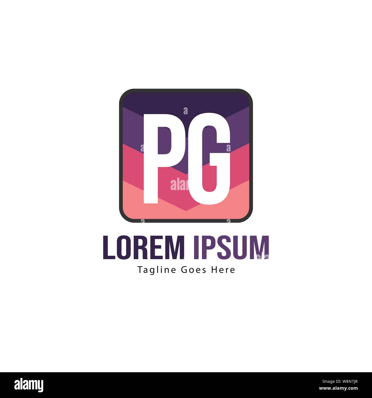 Initial PG logo template with modern frame. Minimalist PG letter logo ...