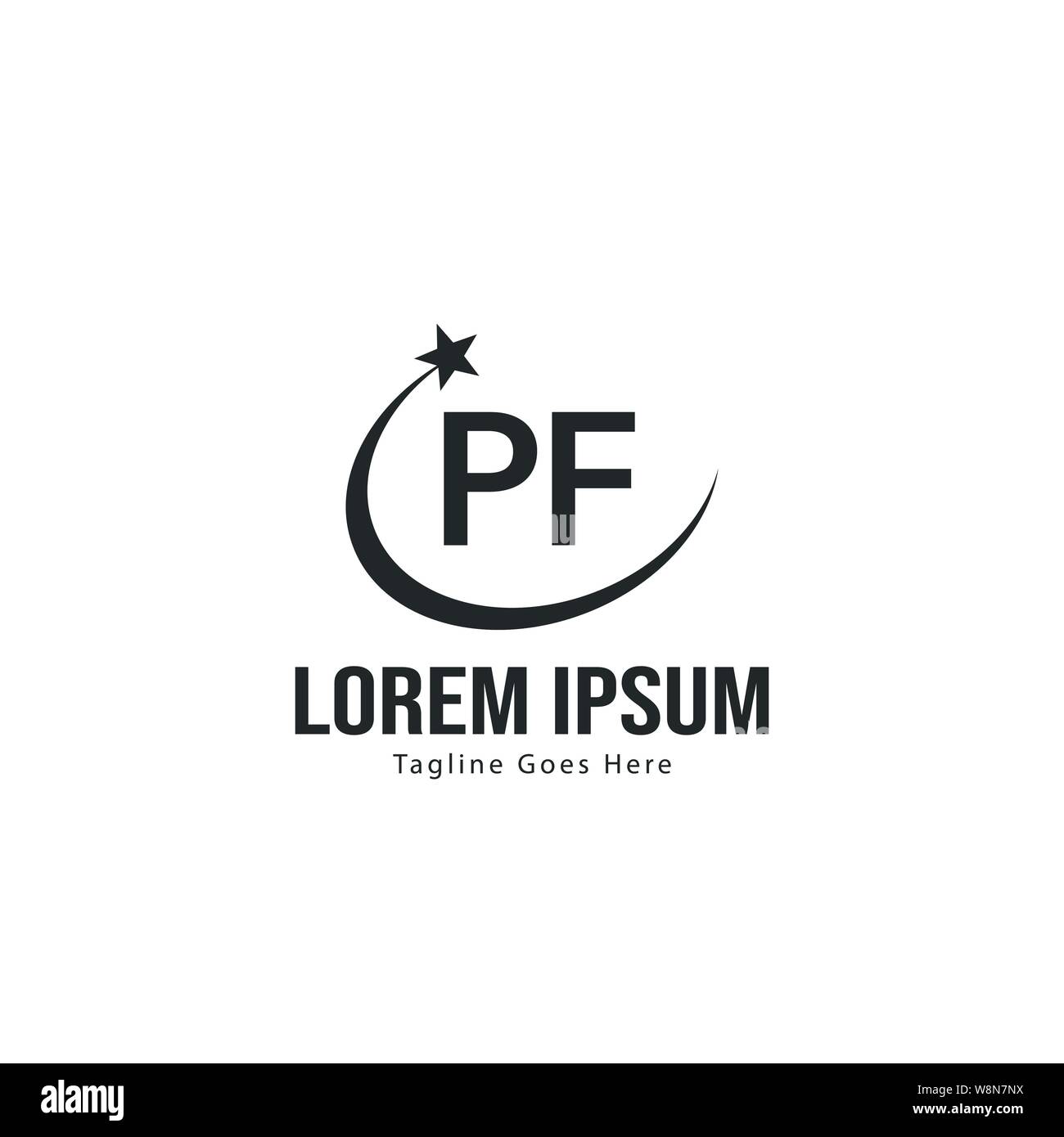 Initial PF logo template with modern frame. Minimalist PF letter logo ...