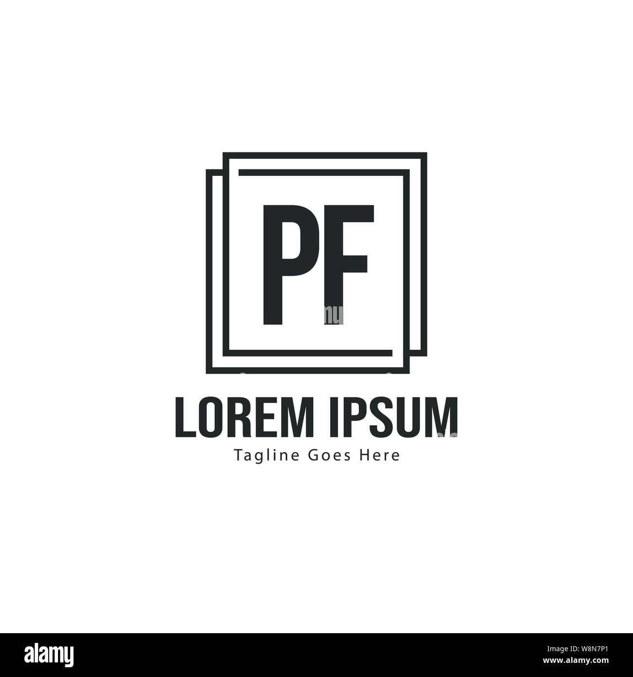 Initial PF logo template with modern frame. Minimalist PF letter logo ...