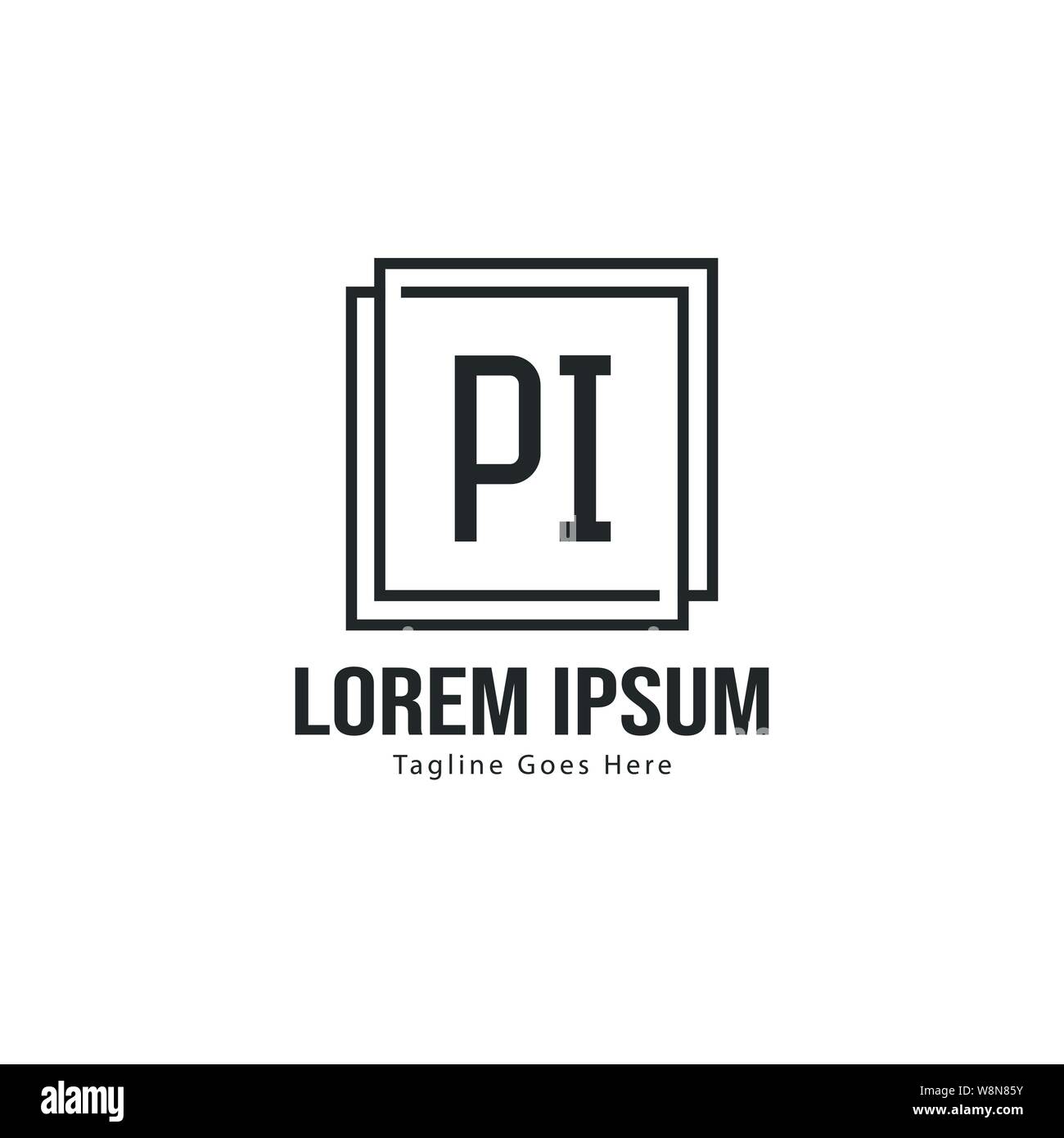 Initial PI logo template with modern frame. Minimalist PI letter logo ...