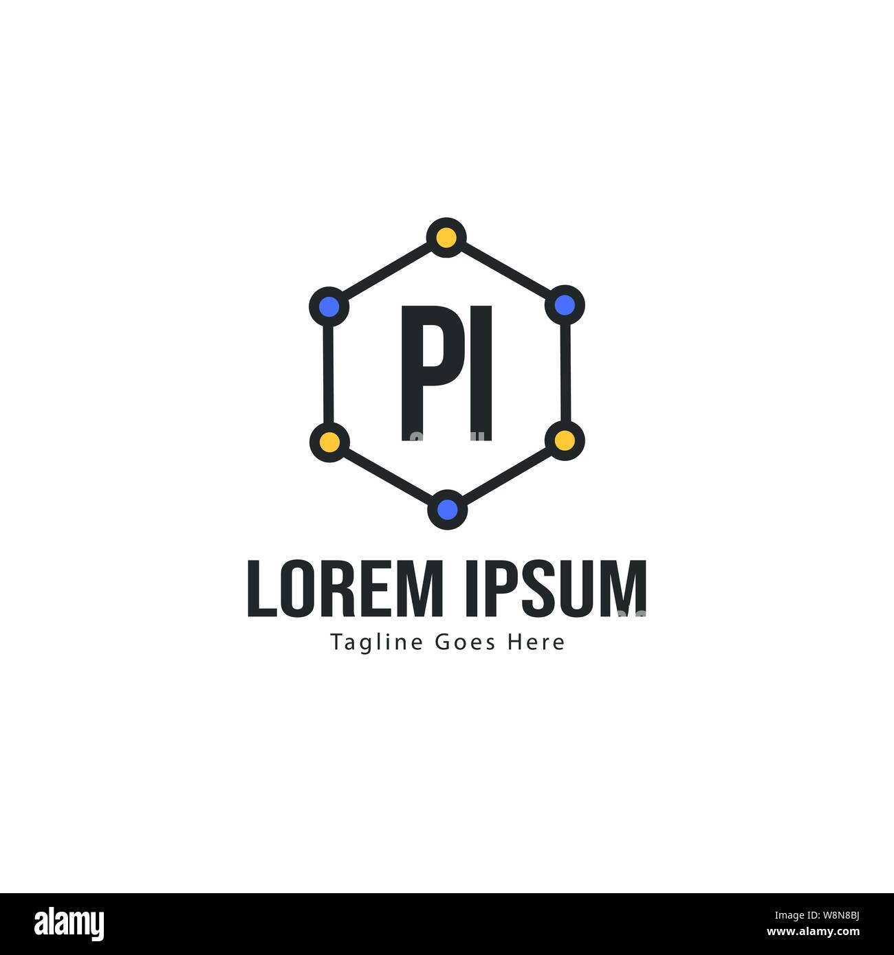 Initial PI logo template with modern frame. Minimalist PI letter logo ...