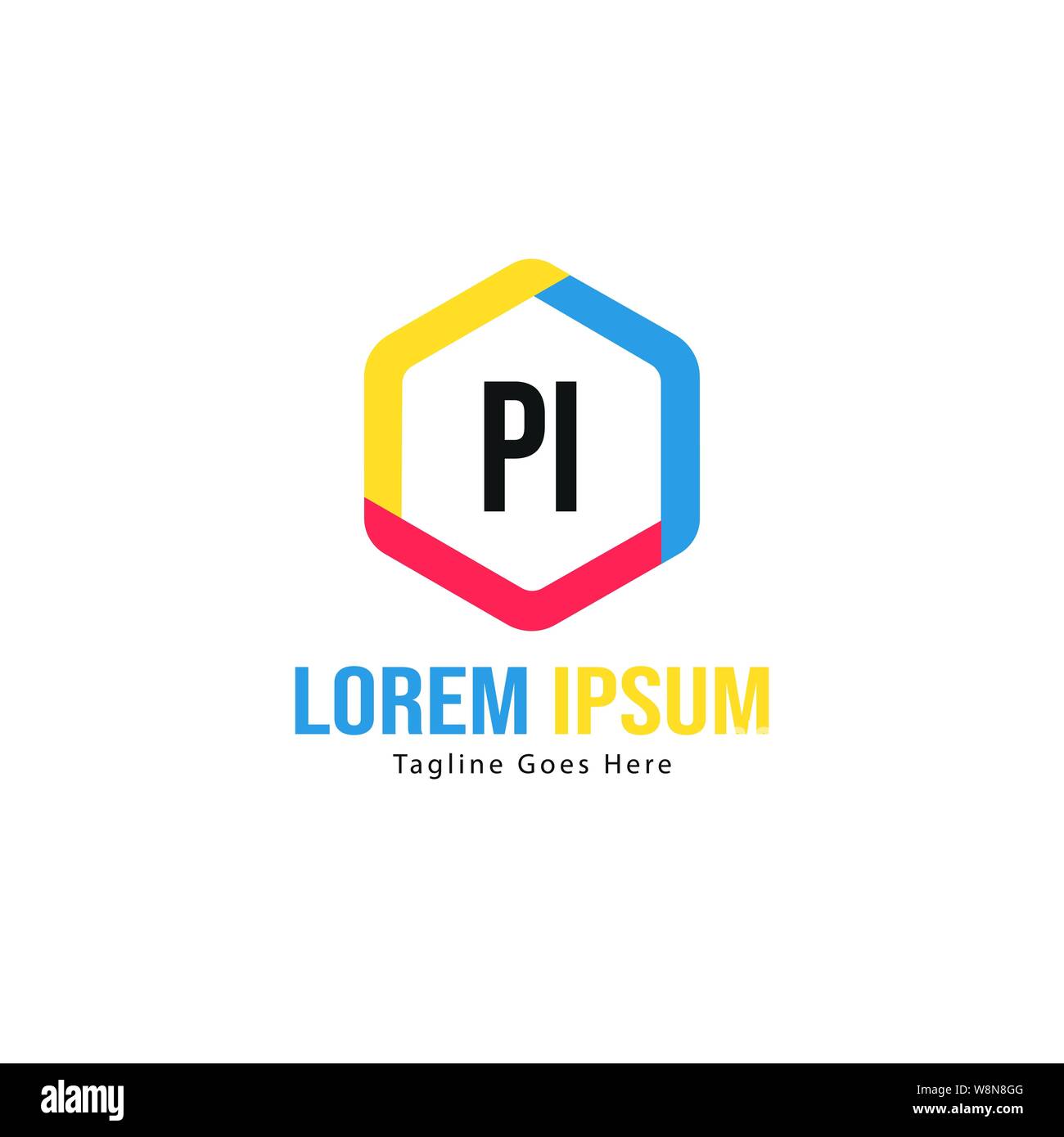 Initial PI logo template with modern frame. Minimalist PI letter logo vector illustration design ...