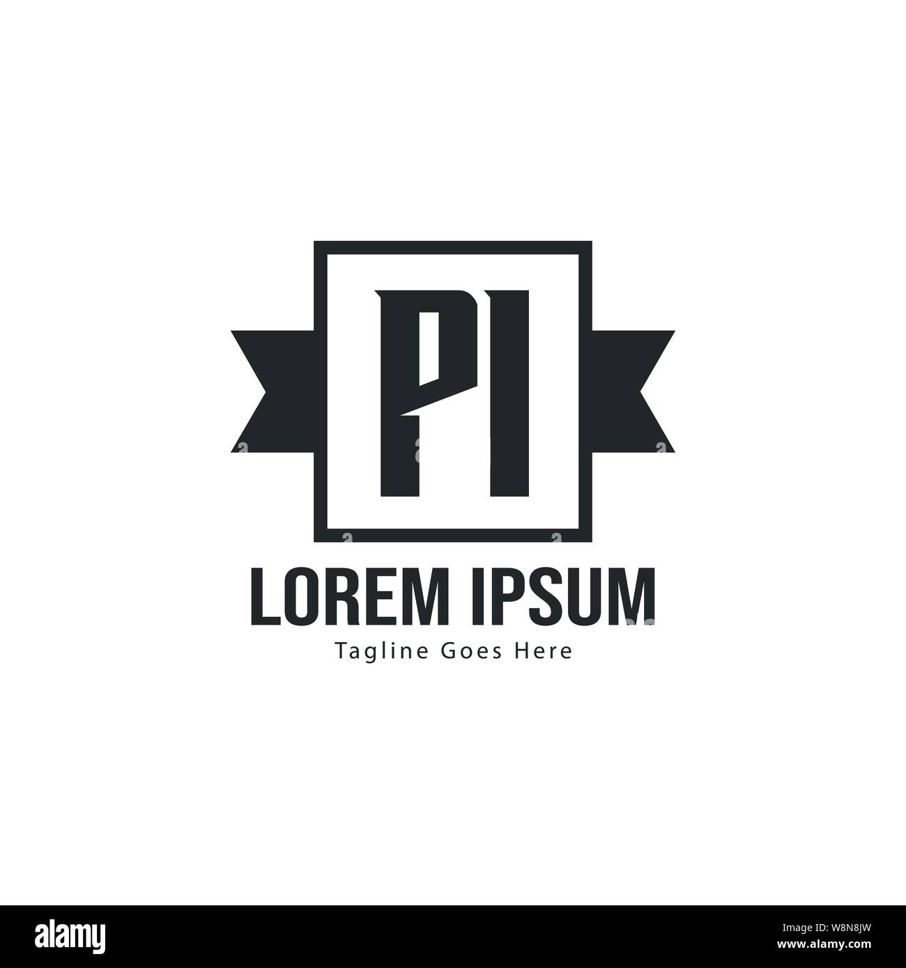 Initial PI logo template with modern frame. Minimalist PI letter logo ...