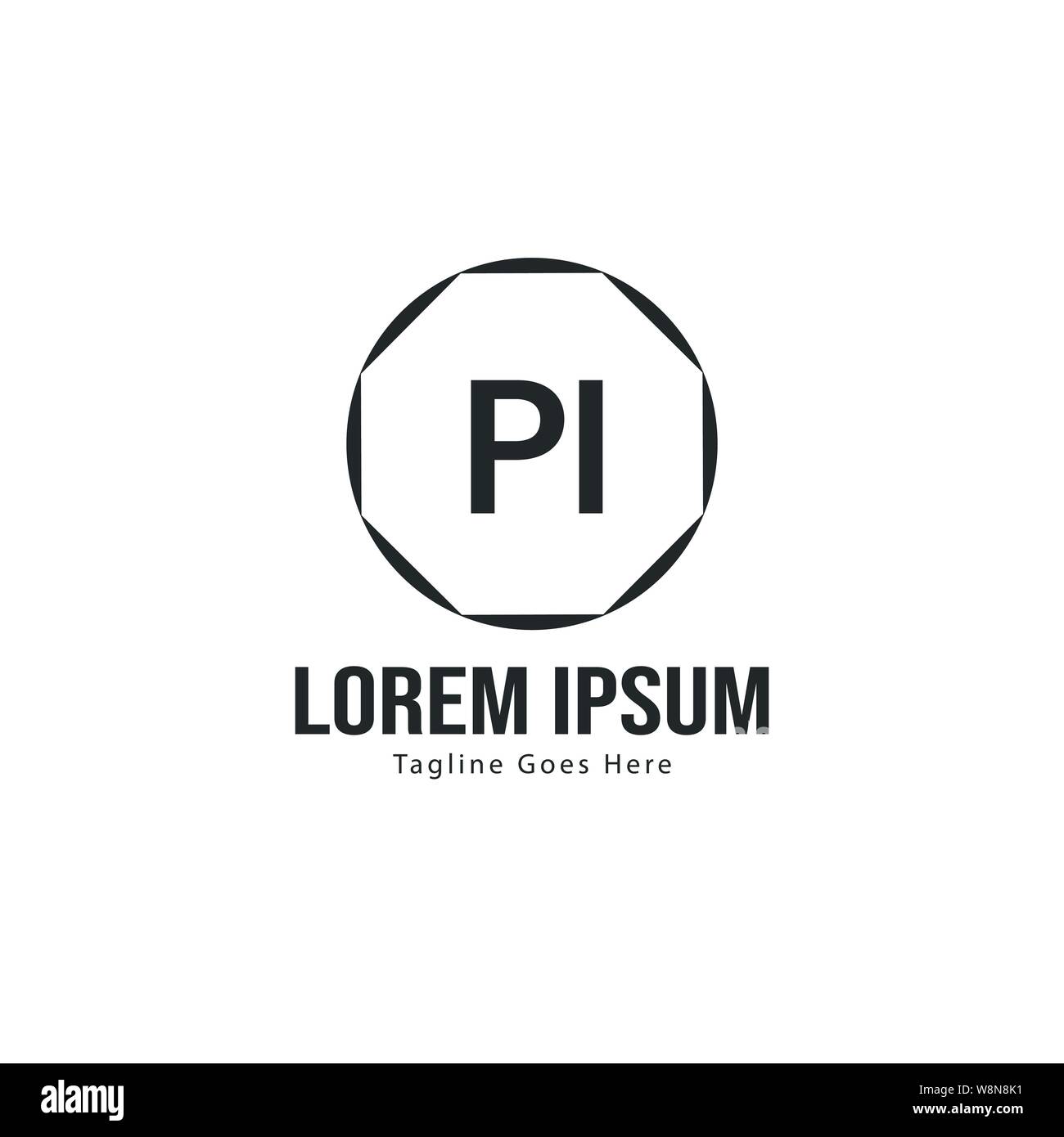 Initial PI logo template with modern frame. Minimalist PI letter logo ...