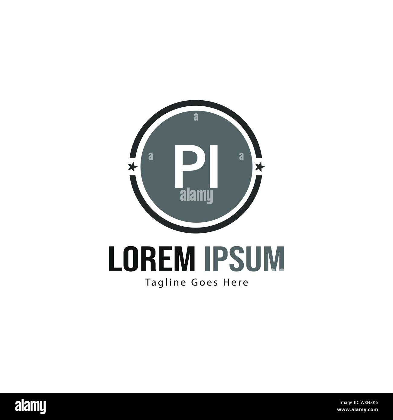Initial PI logo template with modern frame. Minimalist PI letter logo ...