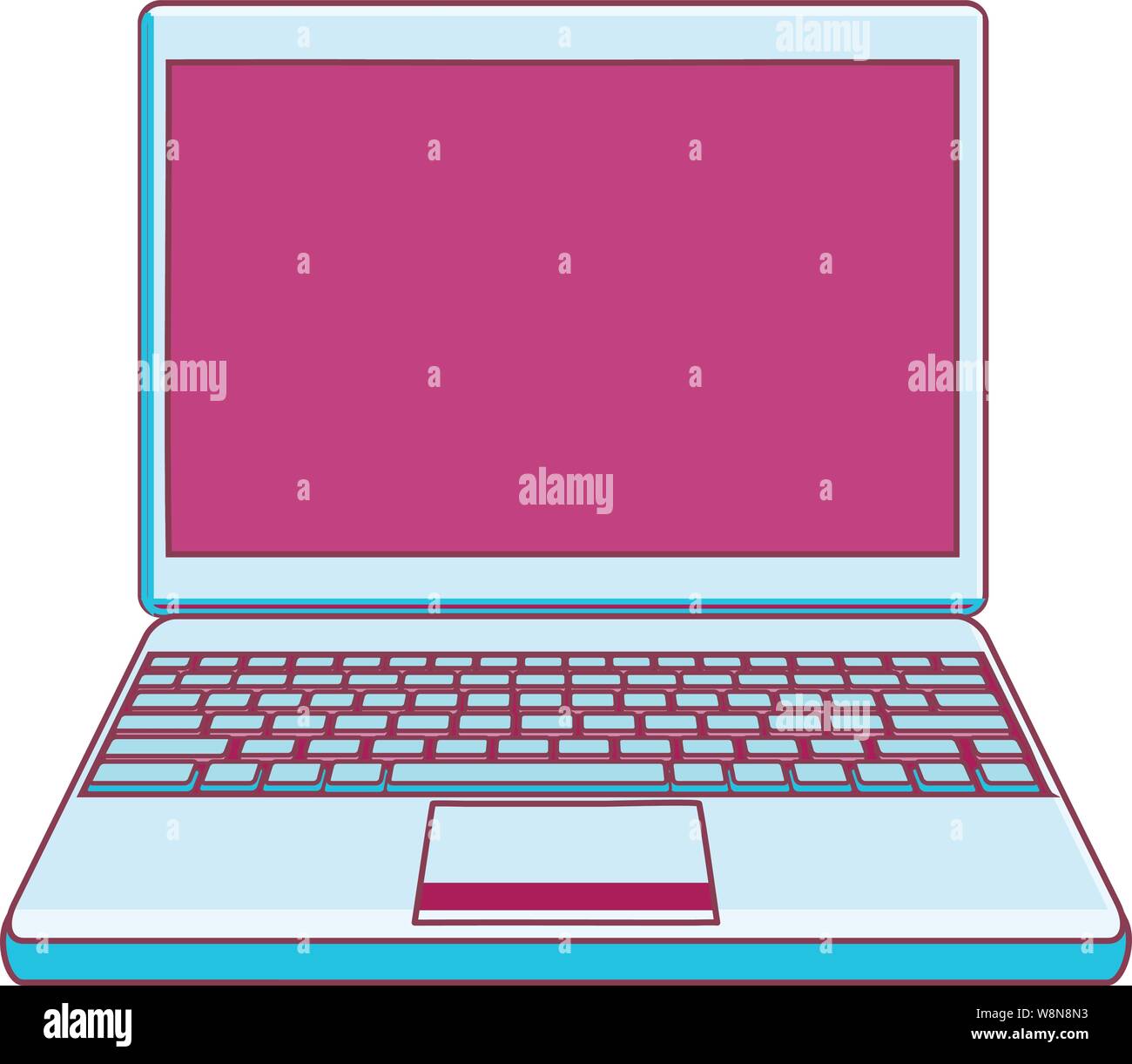 An open blue laptop computer with keypad mouse pad & screen Stock ...