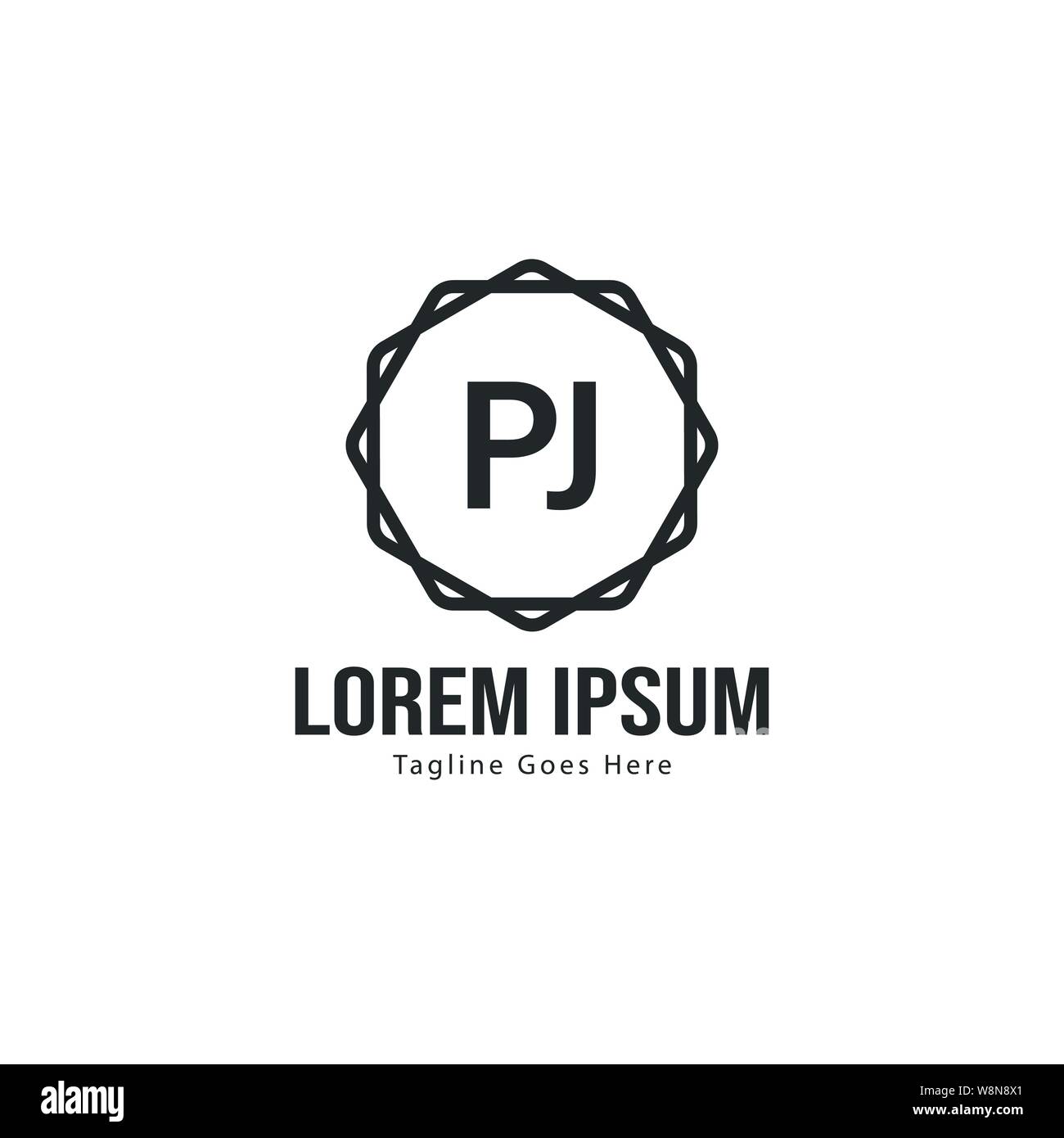 Initial PJ logo template with modern frame. Minimalist PJ letter logo ...
