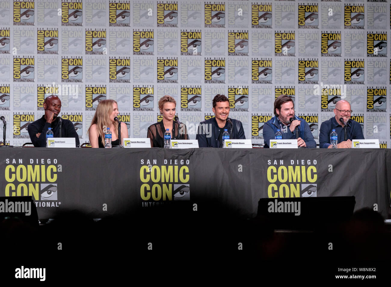 The cast of Carnival Row at the panel during Comic Con 2019 Stock Photo ...