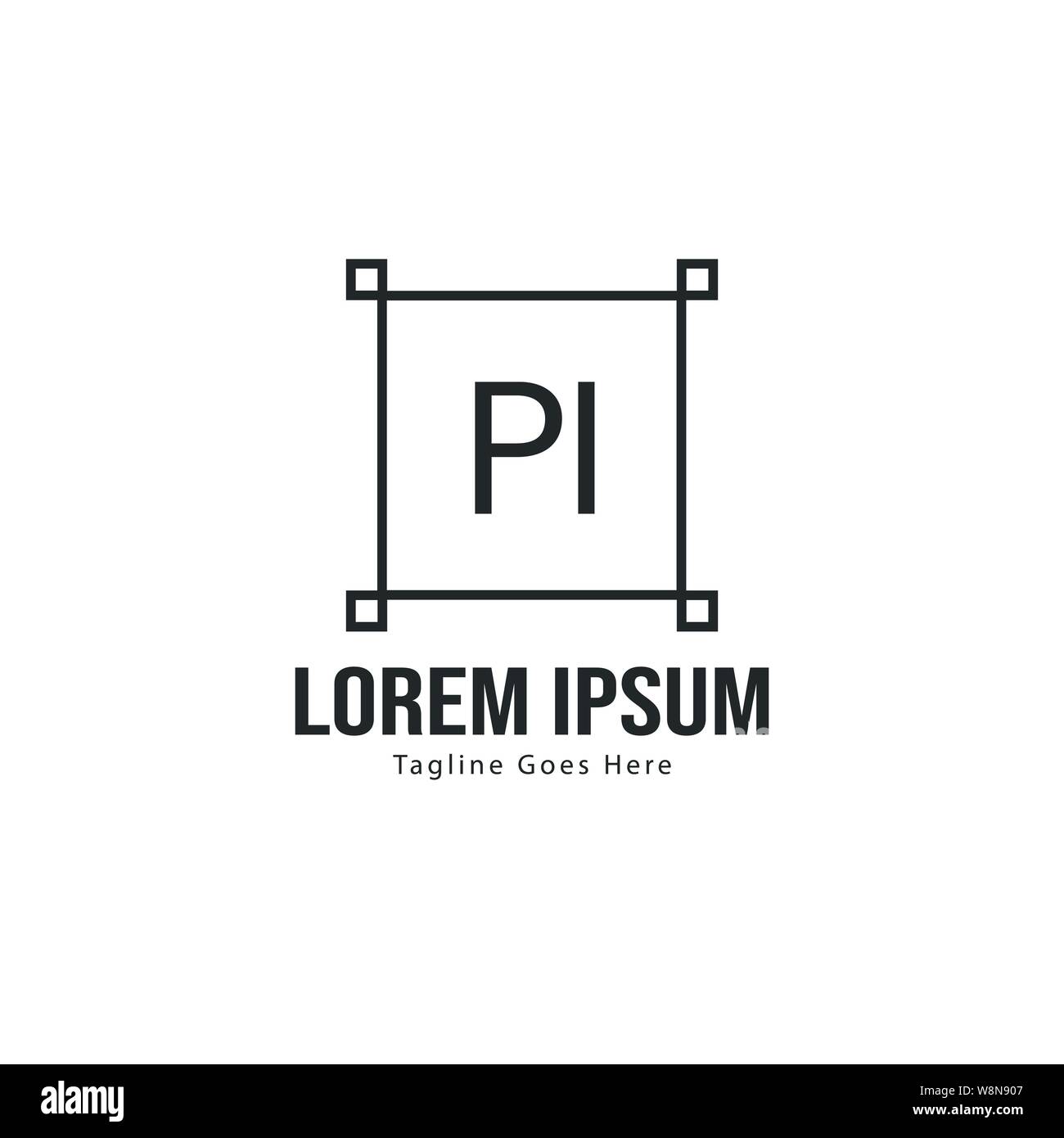 Initial PI logo template with modern frame. Minimalist PI letter logo ...