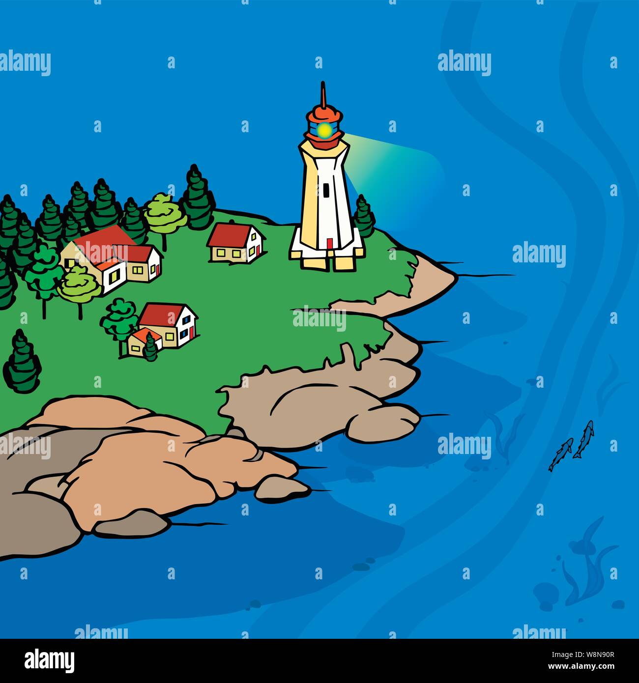 Lighthouse infographic showing the lighthouse shining light along with ...